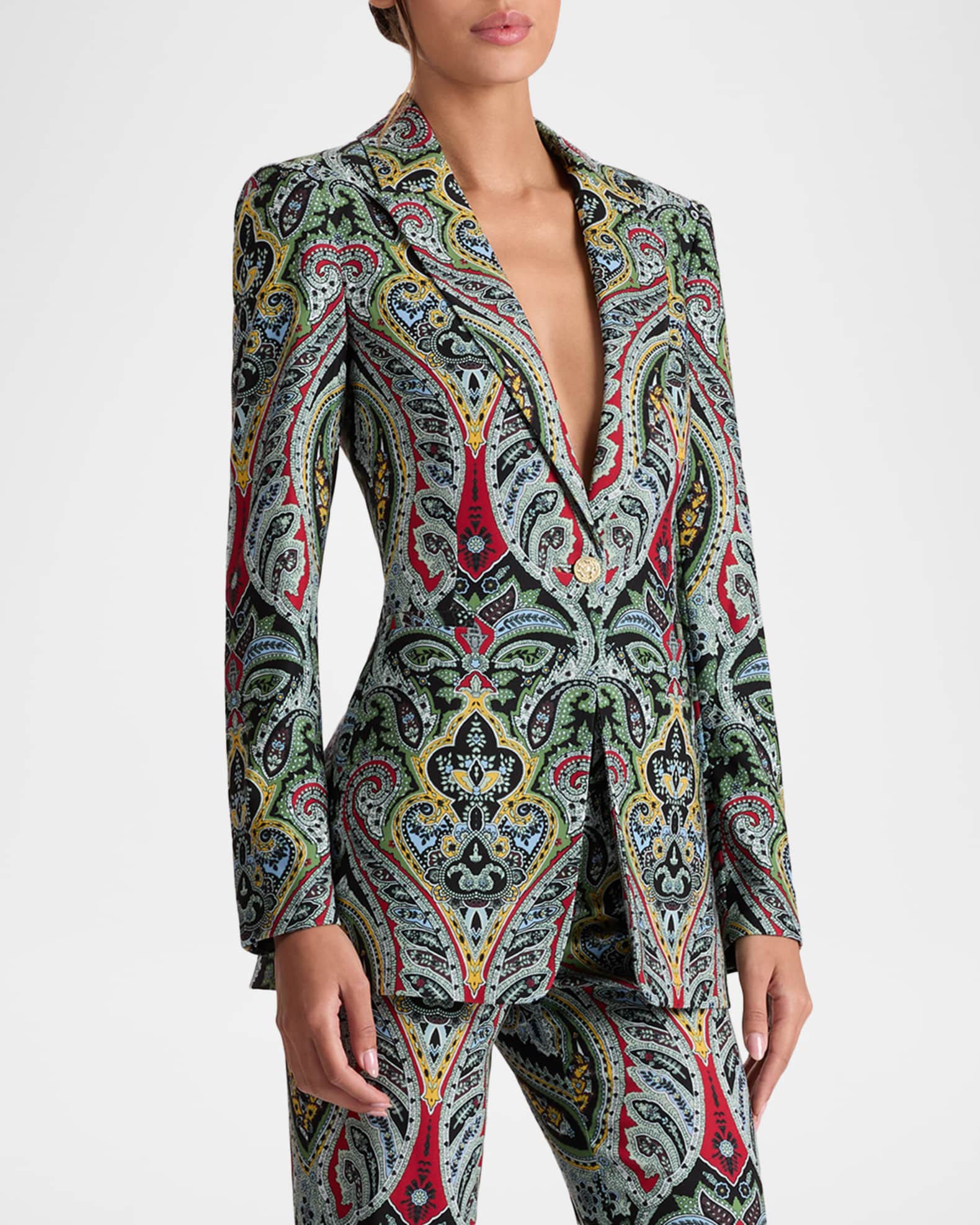 Alice + Olivia Breann Paisley Longline Blazer | Neiman Marcus