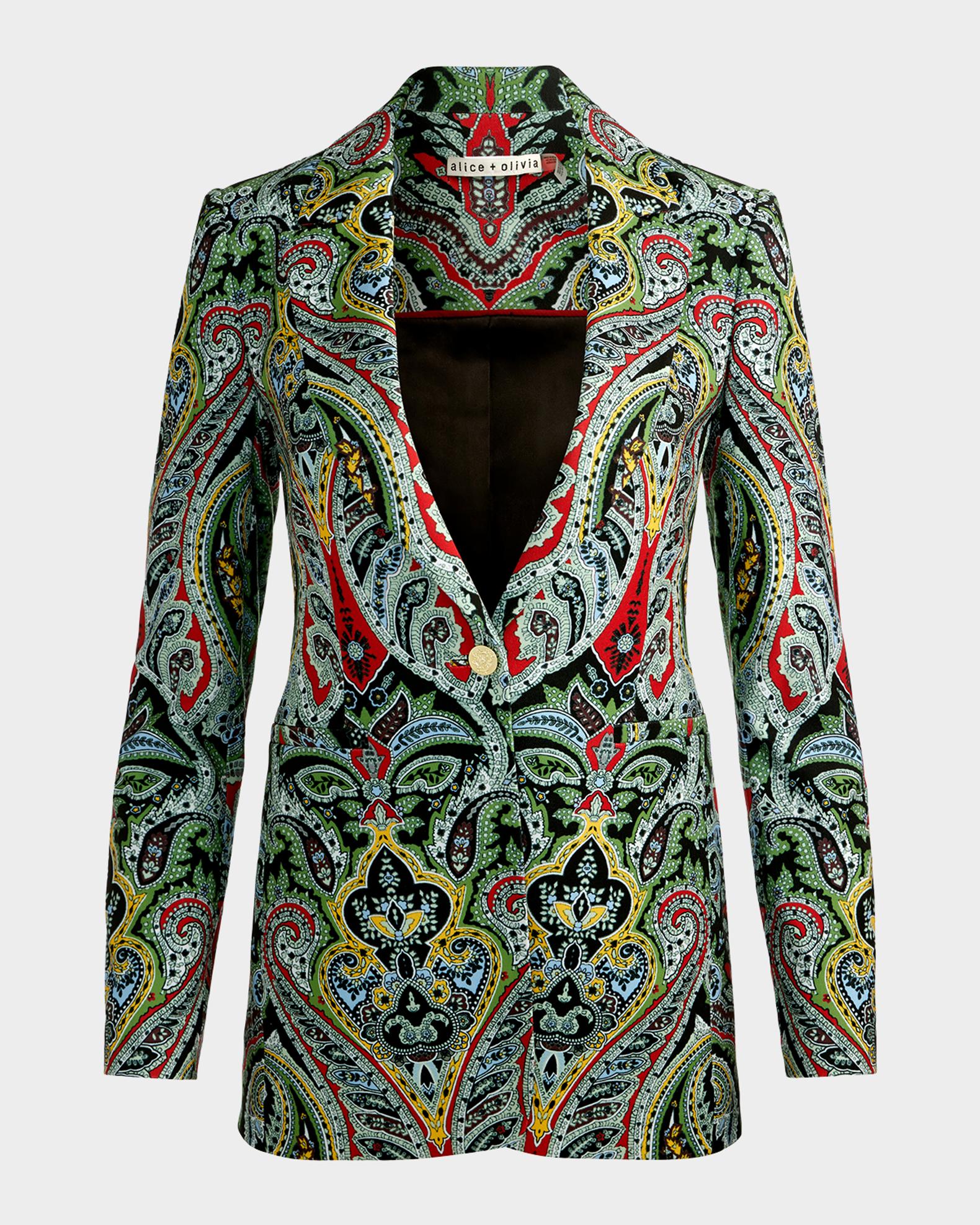 Alice + Olivia Breann Paisley Longline Blazer | Neiman Marcus