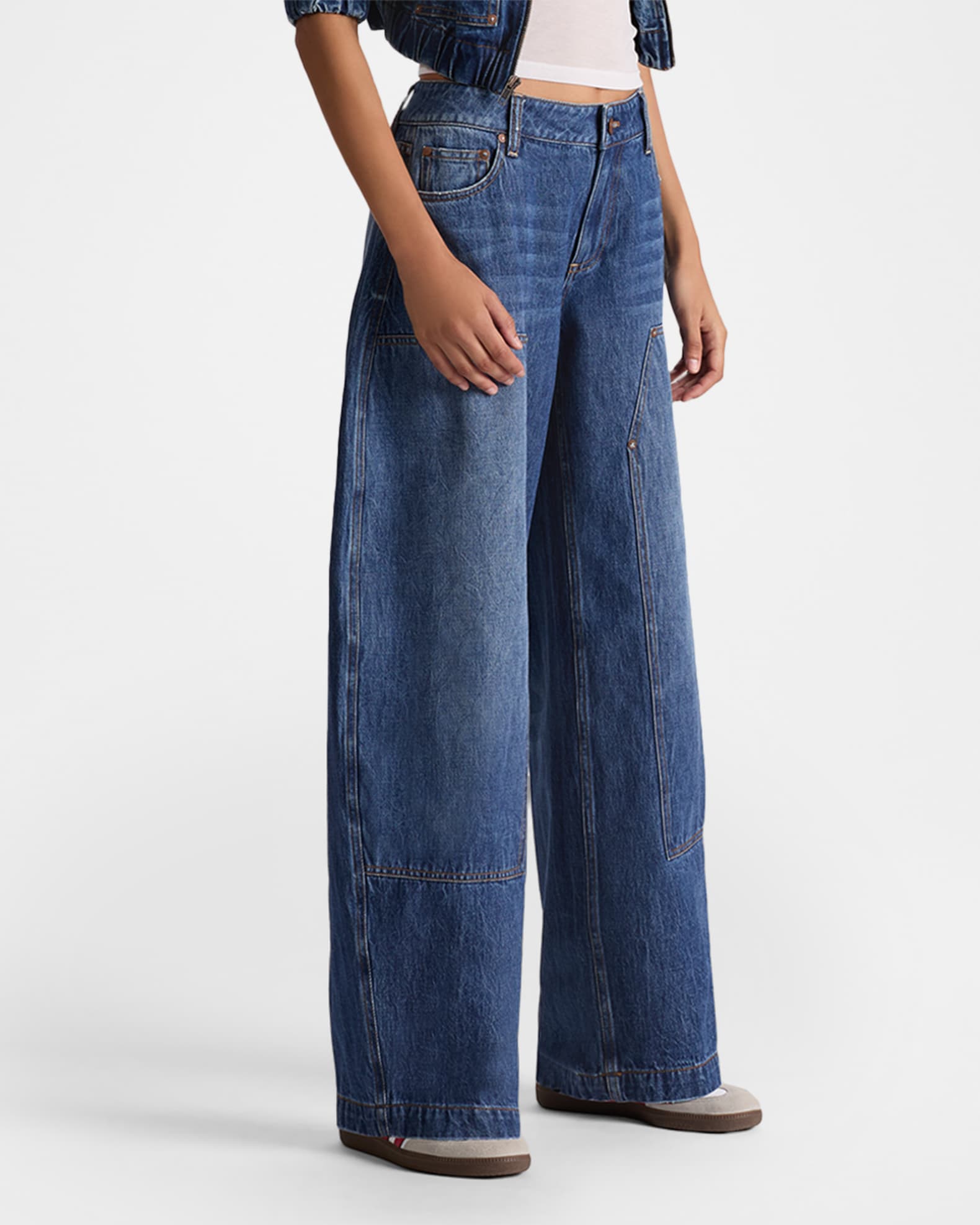 Alice + Olivia Andie Barrel-Leg Carpenter Jeans | Neiman Marcus