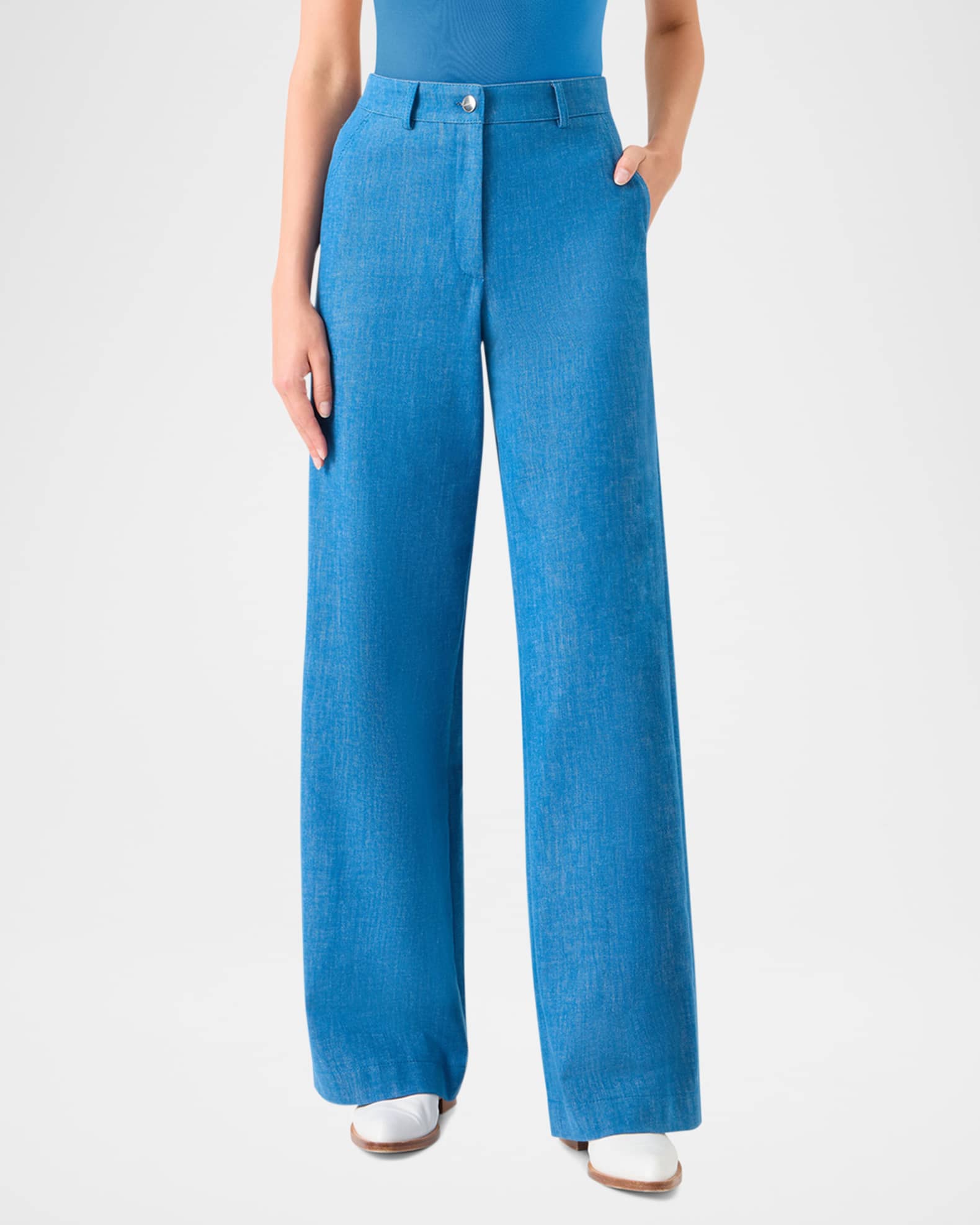 Akris Finnian Wide-Leg Denim Pants | Neiman Marcus