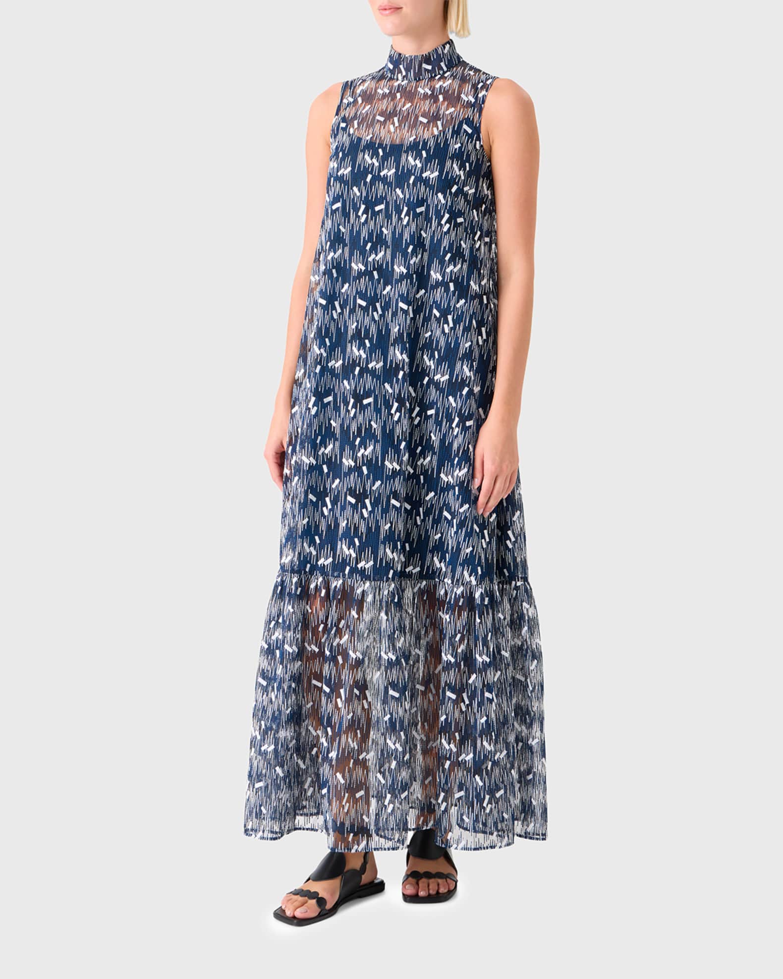 Akris punto Scribble Embroidered Tulle Sleeveless Maxi Dress | Neiman ...