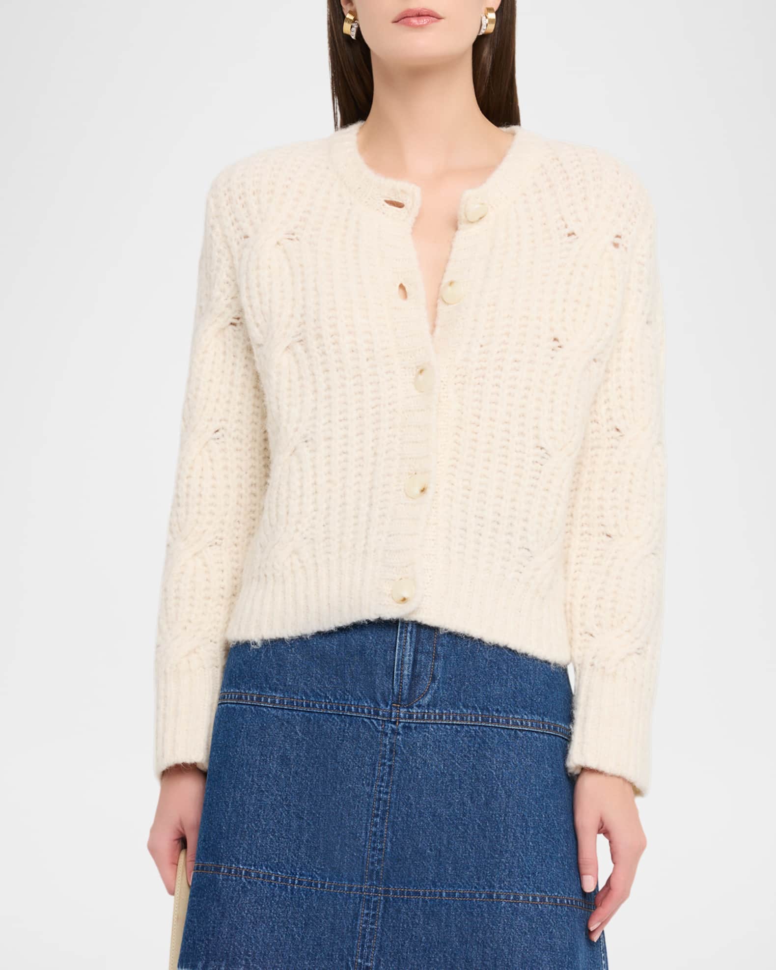 Tanya Taylor Hale Cable-Knit Cardigan | Neiman Marcus