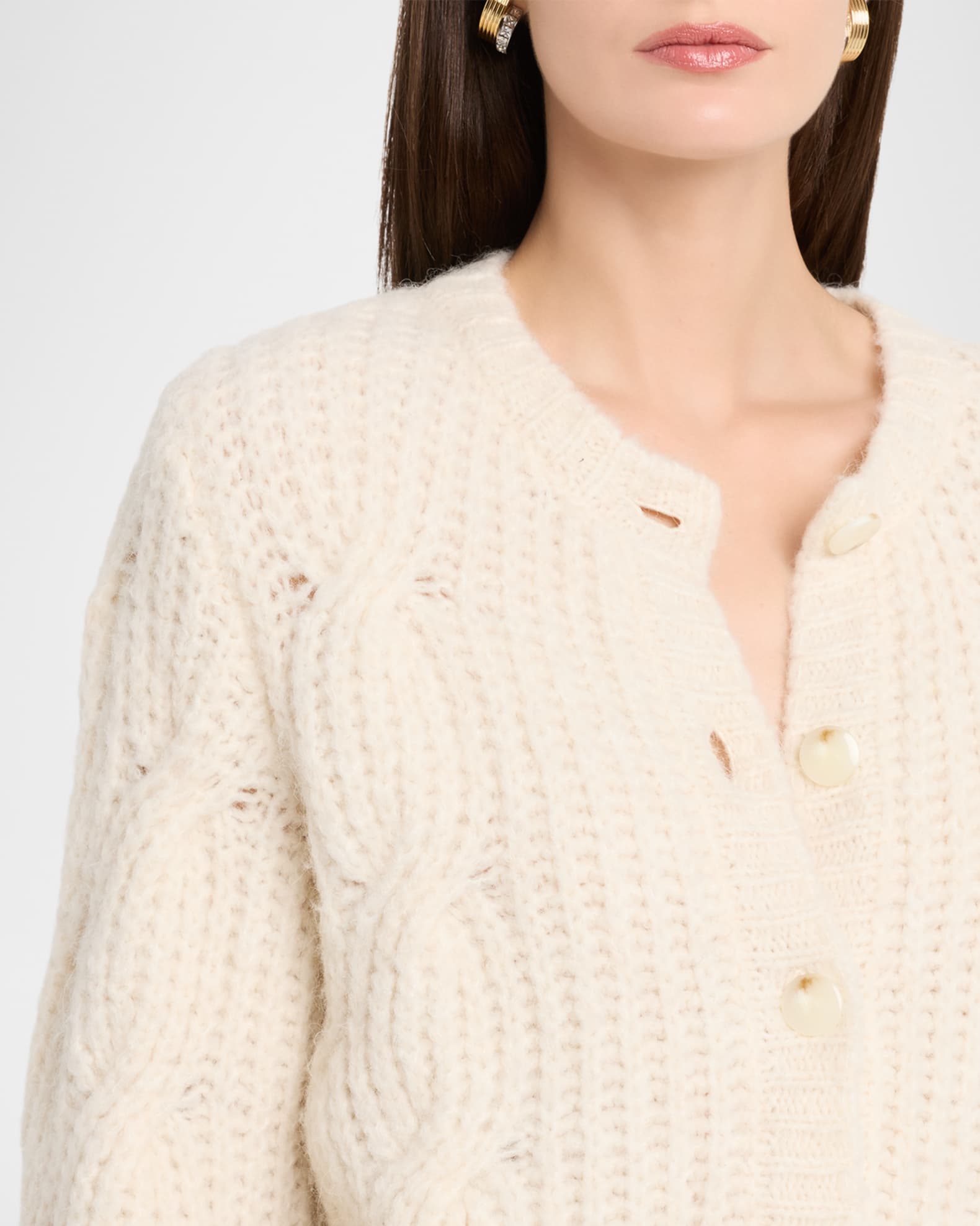 Tanya Taylor Hale Cable-Knit Cardigan | Neiman Marcus
