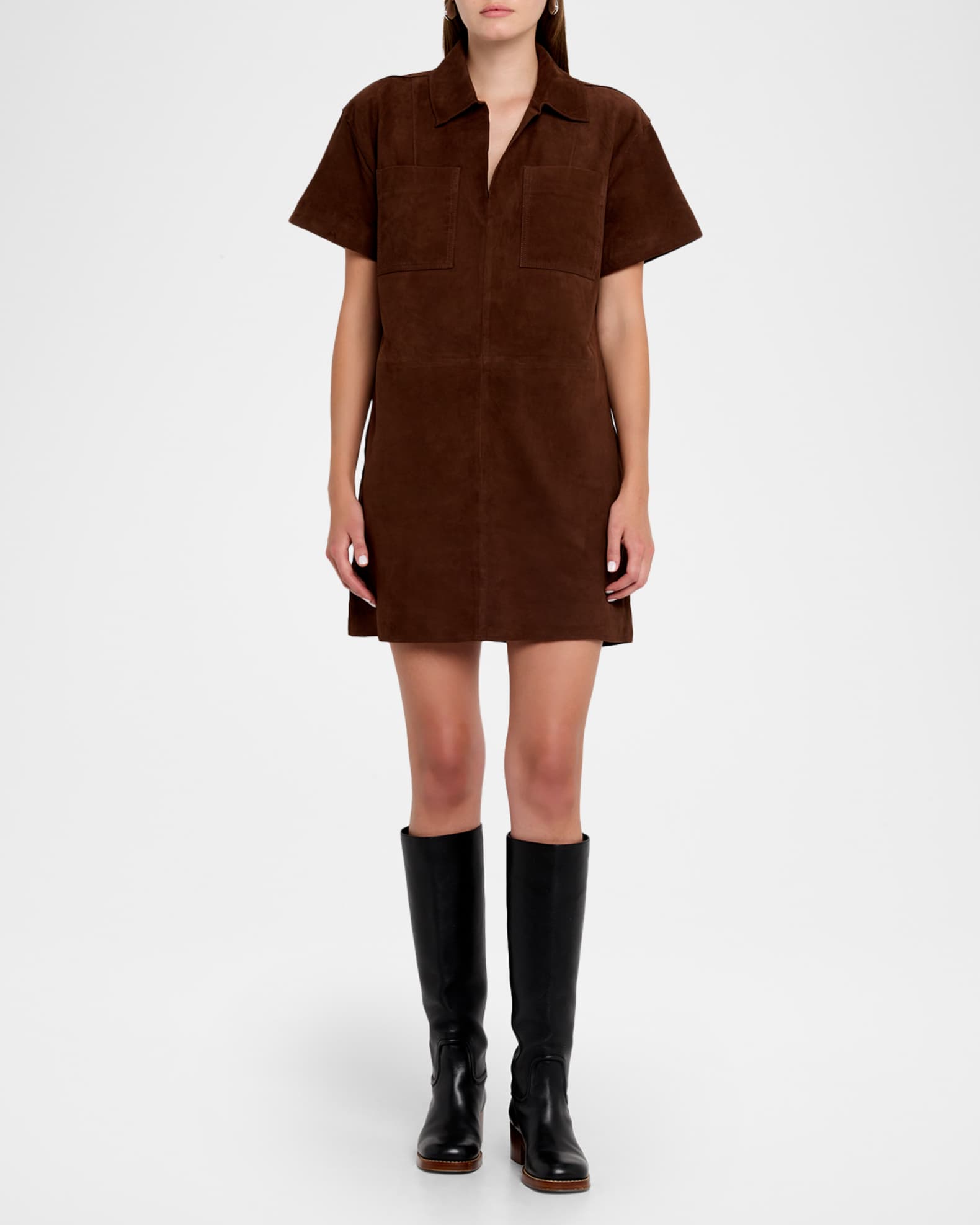 Tanya Taylor Tabby Suede Mini Dress | Neiman Marcus
