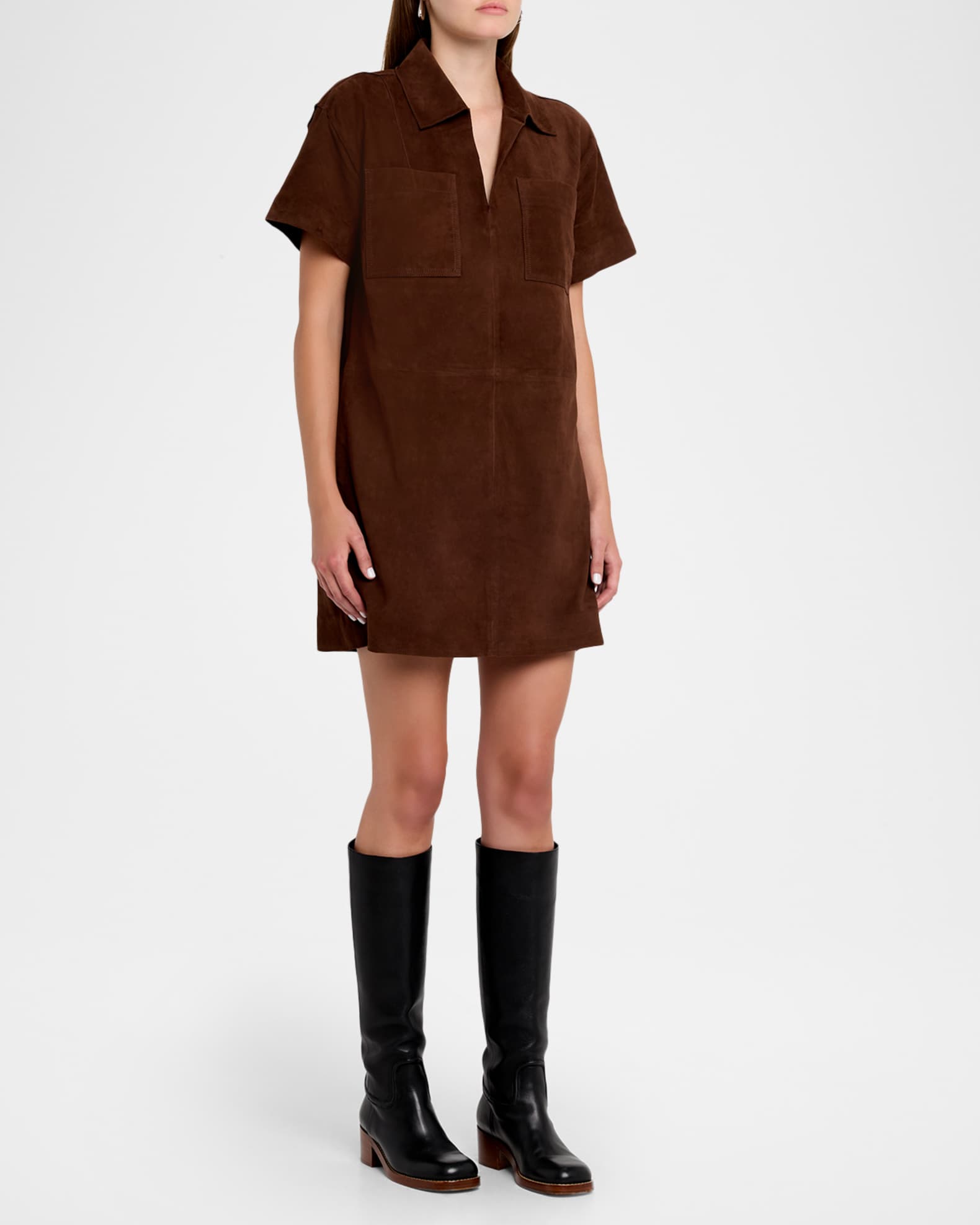 Tanya Taylor Tabby Suede Mini Dress | Neiman Marcus