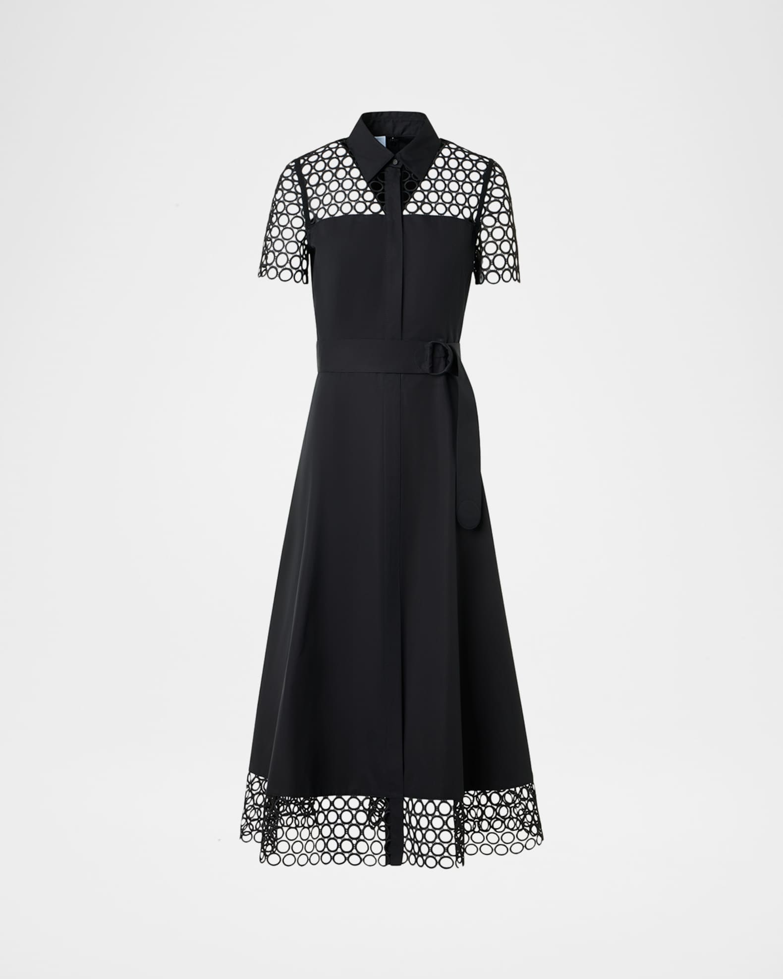 Akris punto Dot Eyelet Short-Sleeve Cotton Poplin Midi Shirtdress ...