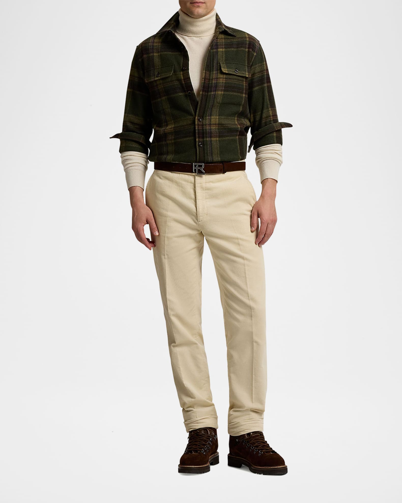 Ralph Lauren Purple Label Men's Cashmere Plaid Overshirt | Neiman Marcus