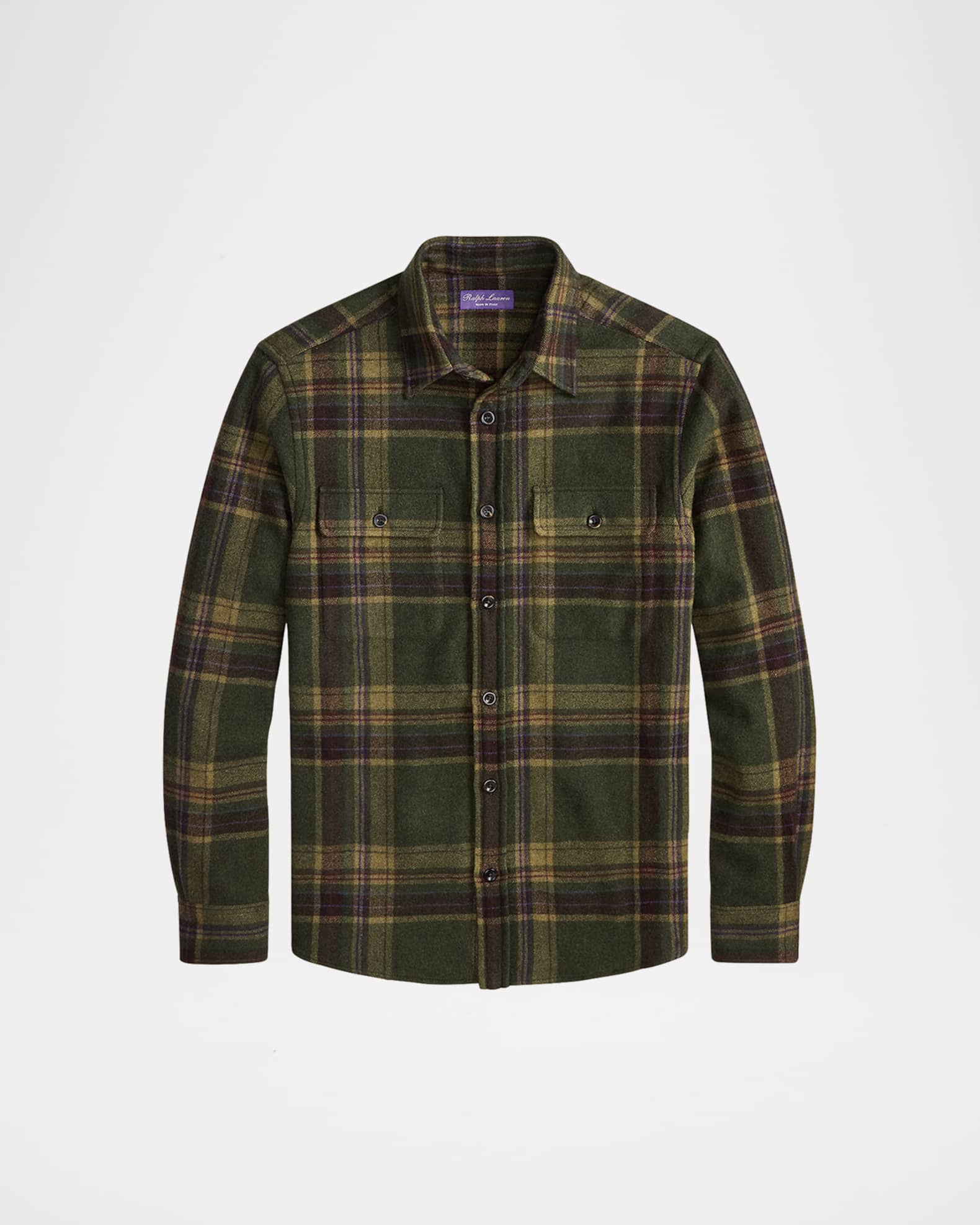 Ralph Lauren Purple Label Men's Cashmere Plaid Overshirt | Neiman Marcus