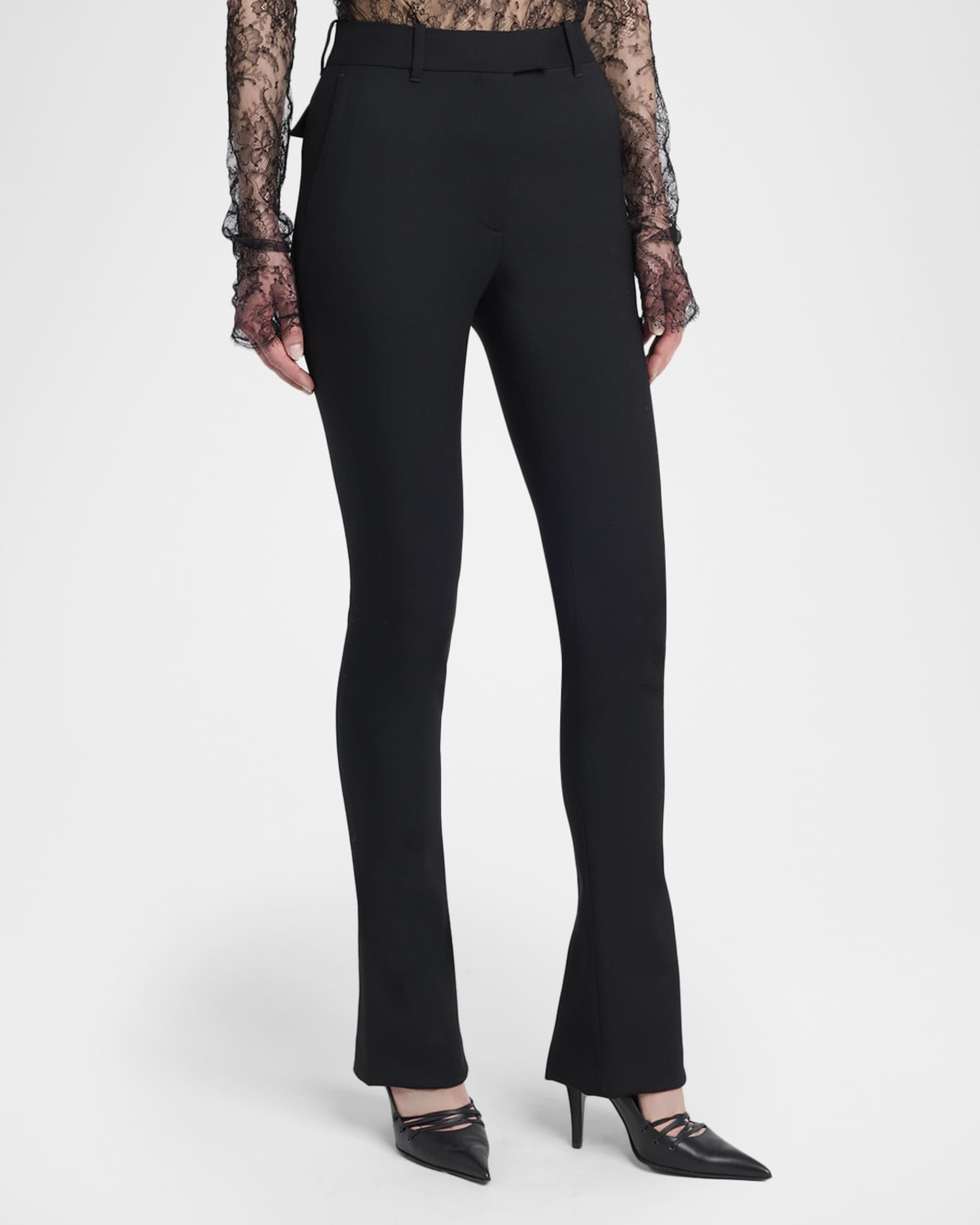 McQueen Lightweight Wool-Silk Flare Pants | Neiman Marcus