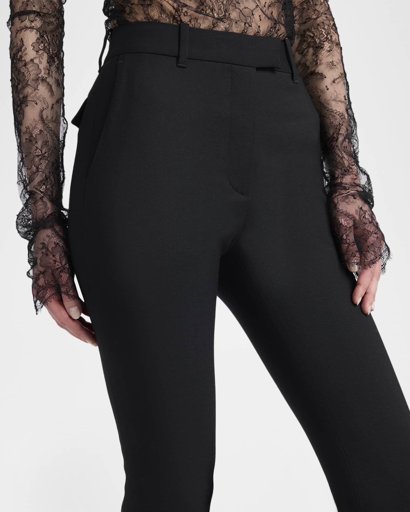 McQueen Lightweight Wool-Silk Flare Pants | Neiman Marcus