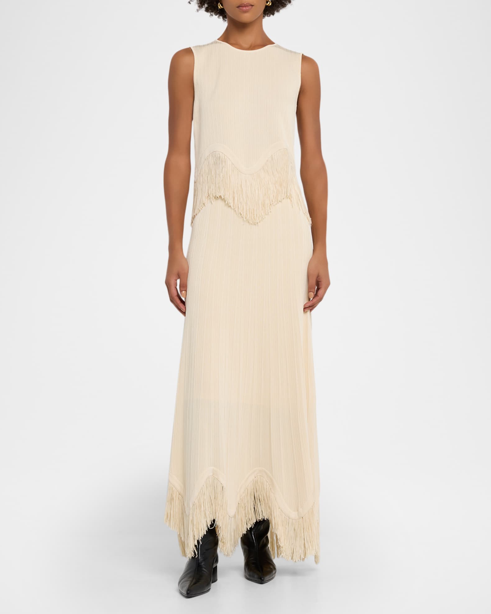 Misook x Lani Lynn Fringe-Hem Rib Knit Tank Top | Neiman Marcus