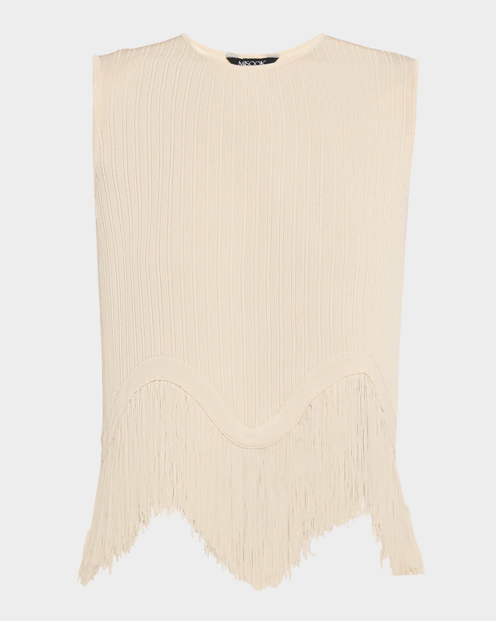 Misook x Lani Lynn Fringe-Hem Rib Knit Tank Top | Neiman Marcus
