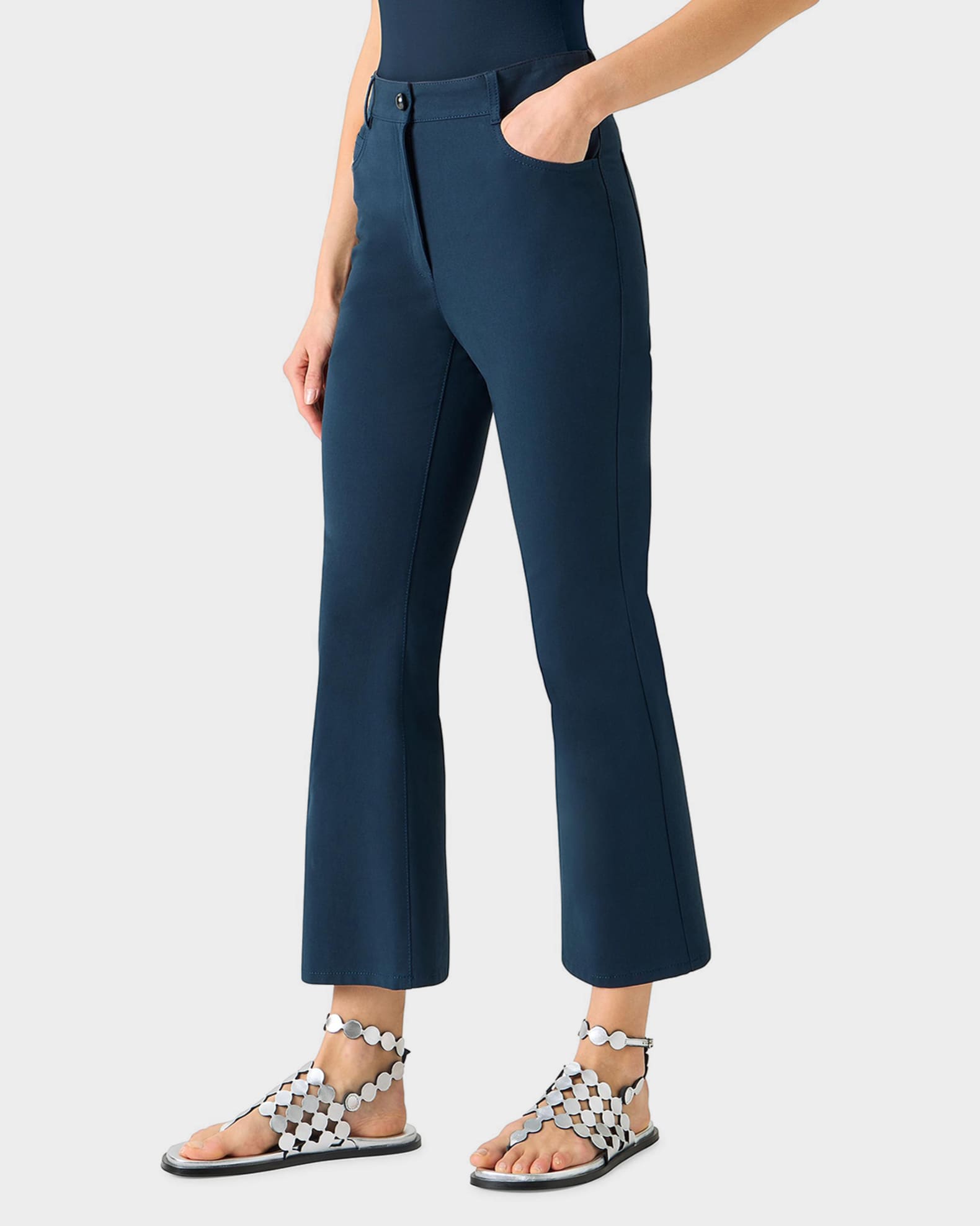 Akris punto Cali Stretch Cotton Kick Flare Pants | Neiman Marcus