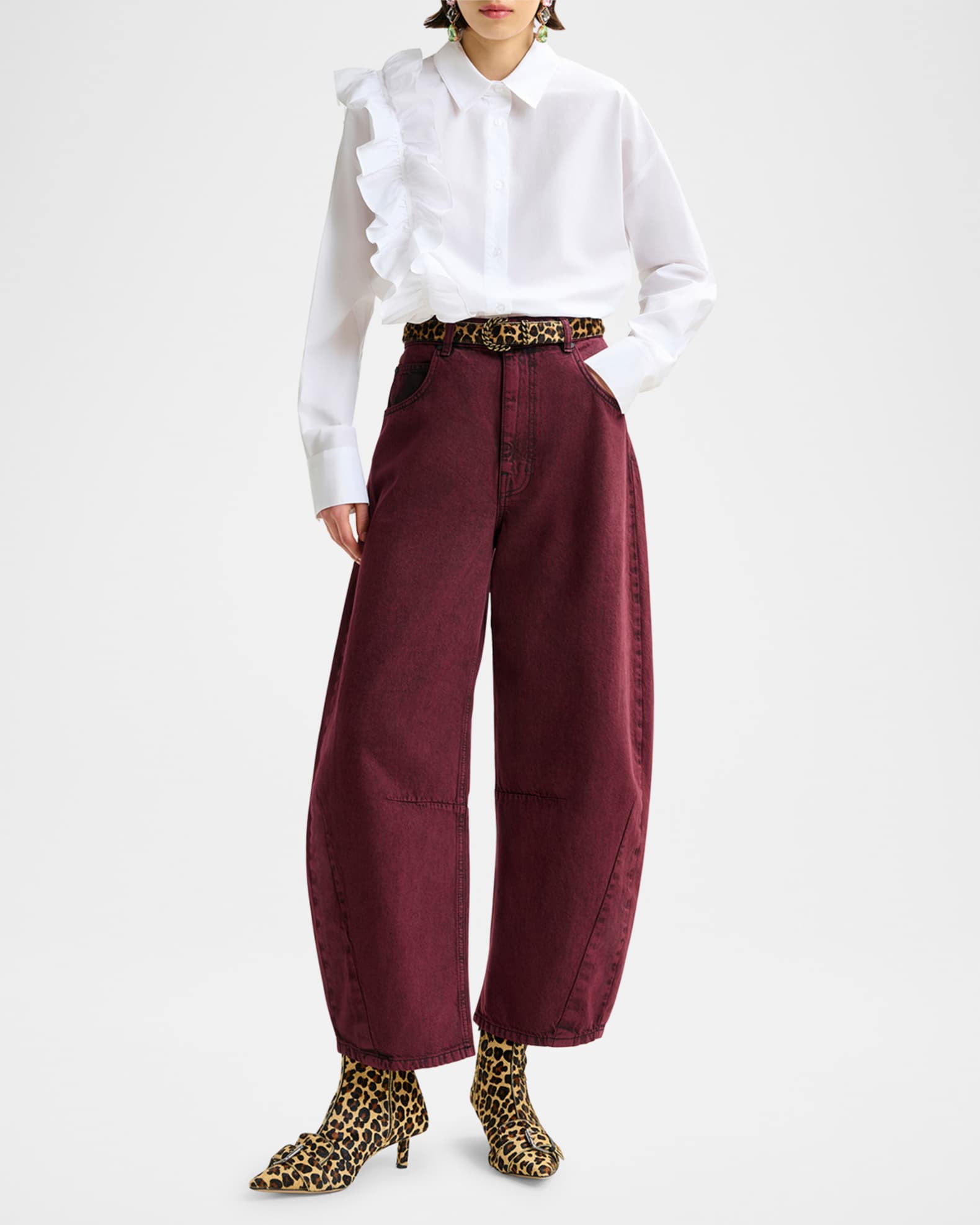 Essentiel Antwerp Impressive Overdyed Barrel-Leg Jeans | Neiman Marcus