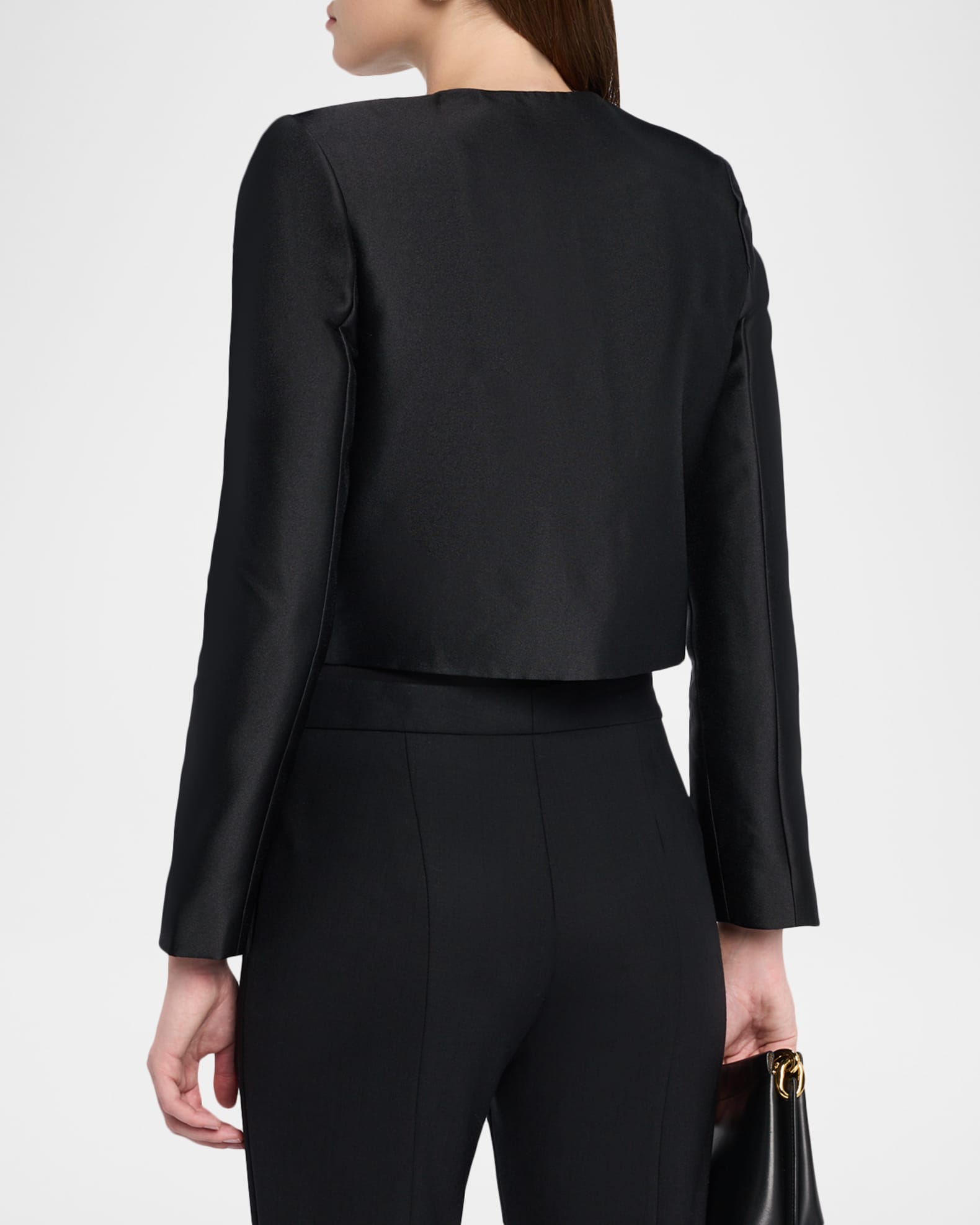 Self-Portrait Taffeta Embellished-Trim Jacket | Neiman Marcus