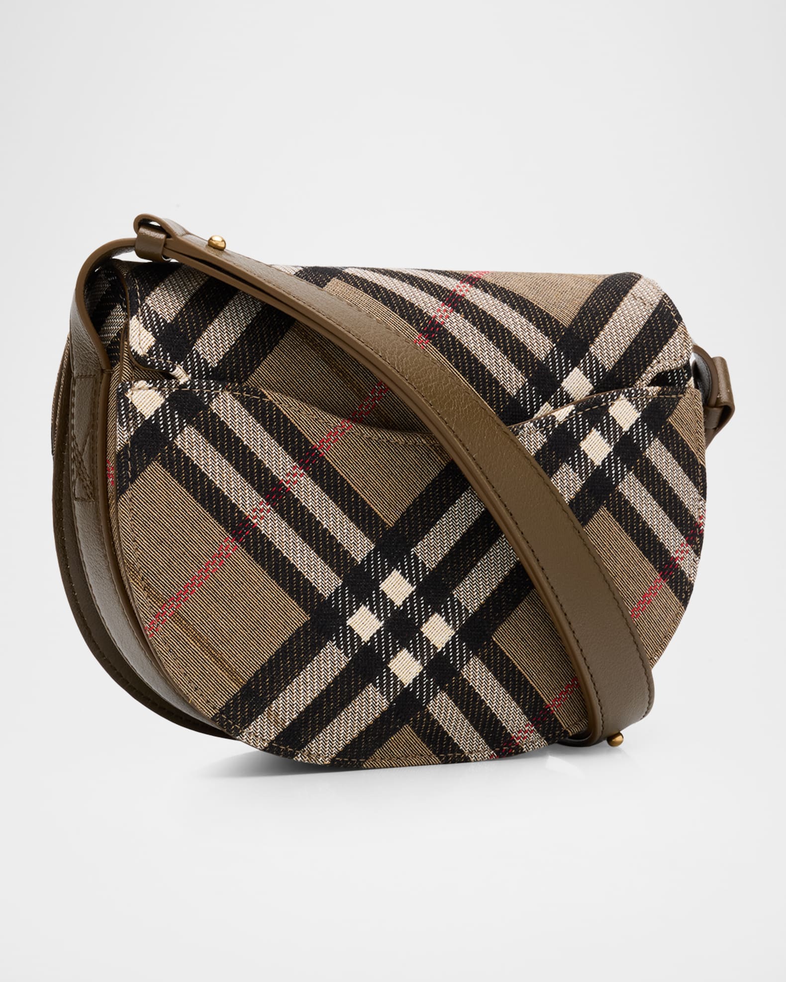 Burberry Bridle Small Check Saddle Shoulder Bag | Neiman Marcus