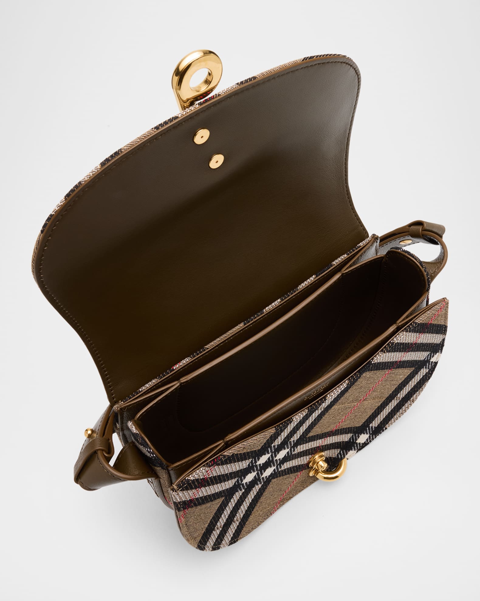 Burberry Bridle Small Check Saddle Shoulder Bag | Neiman Marcus