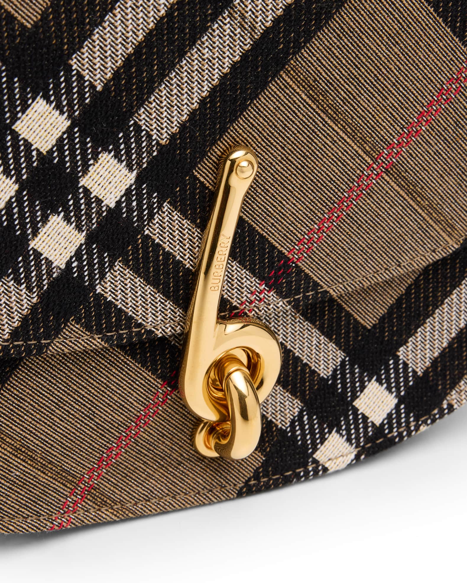 Burberry Bridle Small Check Saddle Shoulder Bag | Neiman Marcus