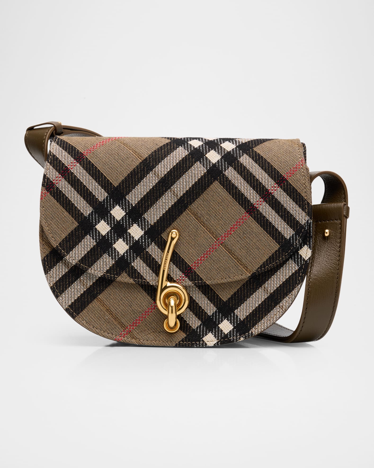 Burberry Bridle Small Check Saddle Shoulder Bag | Neiman Marcus