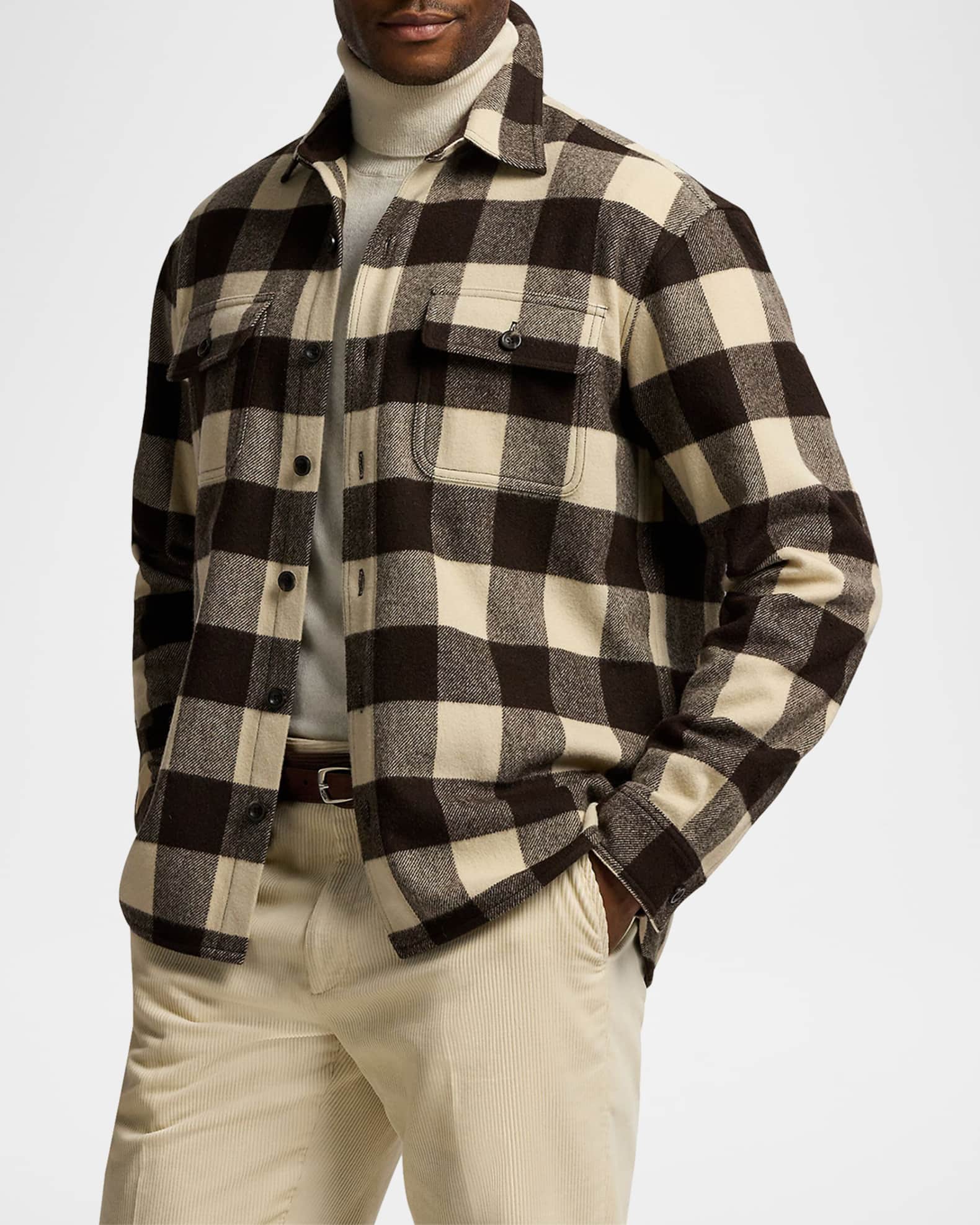 Ralph Lauren Purple Label Men's Merino Wool Maxi-Check Overshirt ...