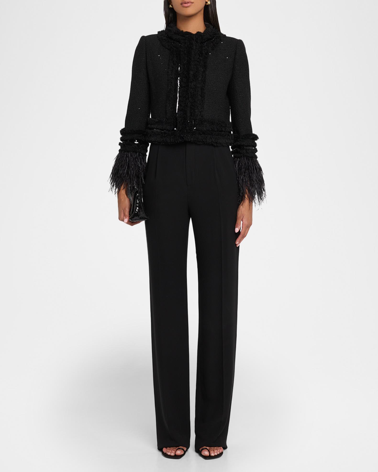 Ungaro Dune Sequined Feather-Trimmed Blazer | Neiman Marcus