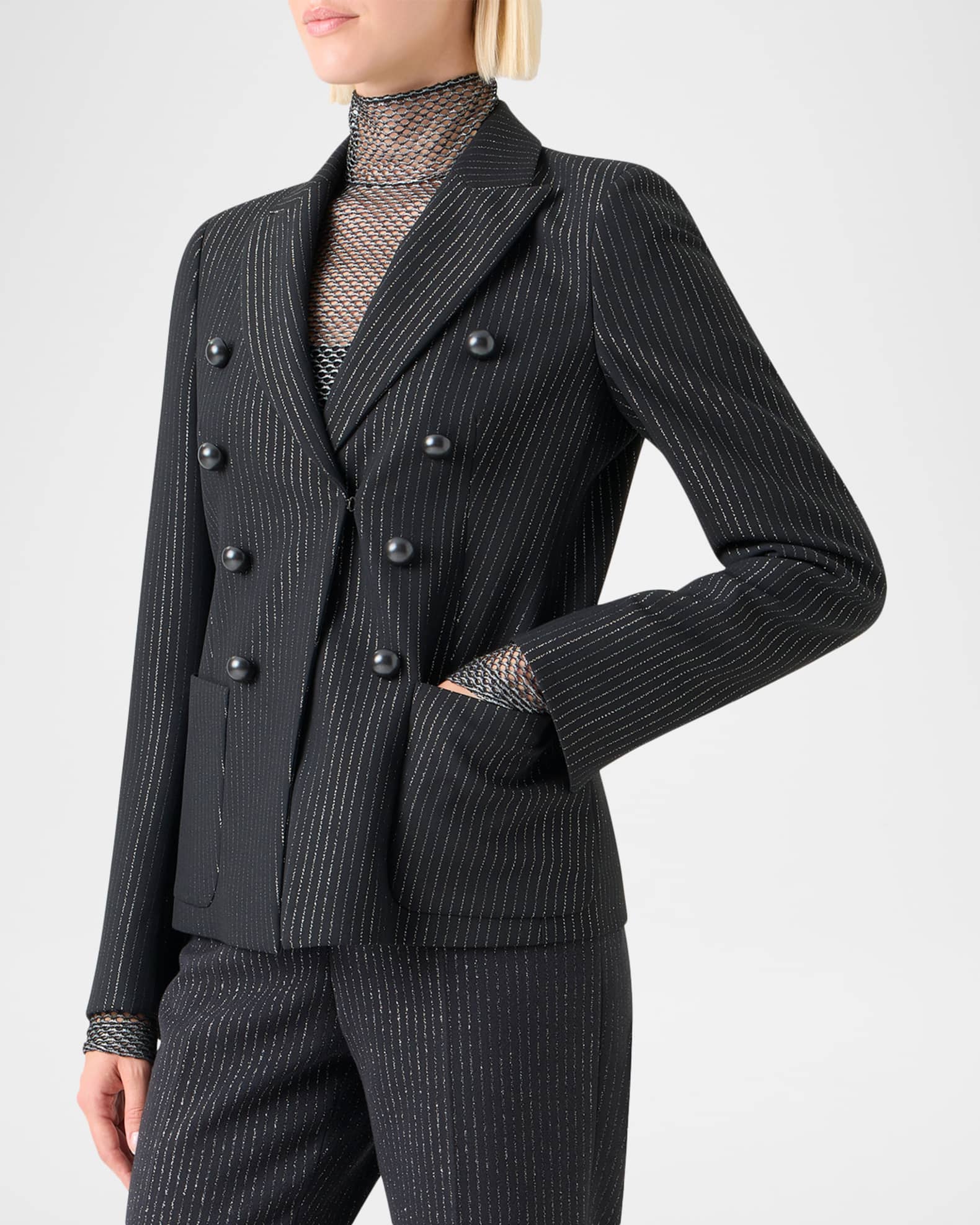 Akris punto Metallic Pinstripe Blazer | Neiman Marcus