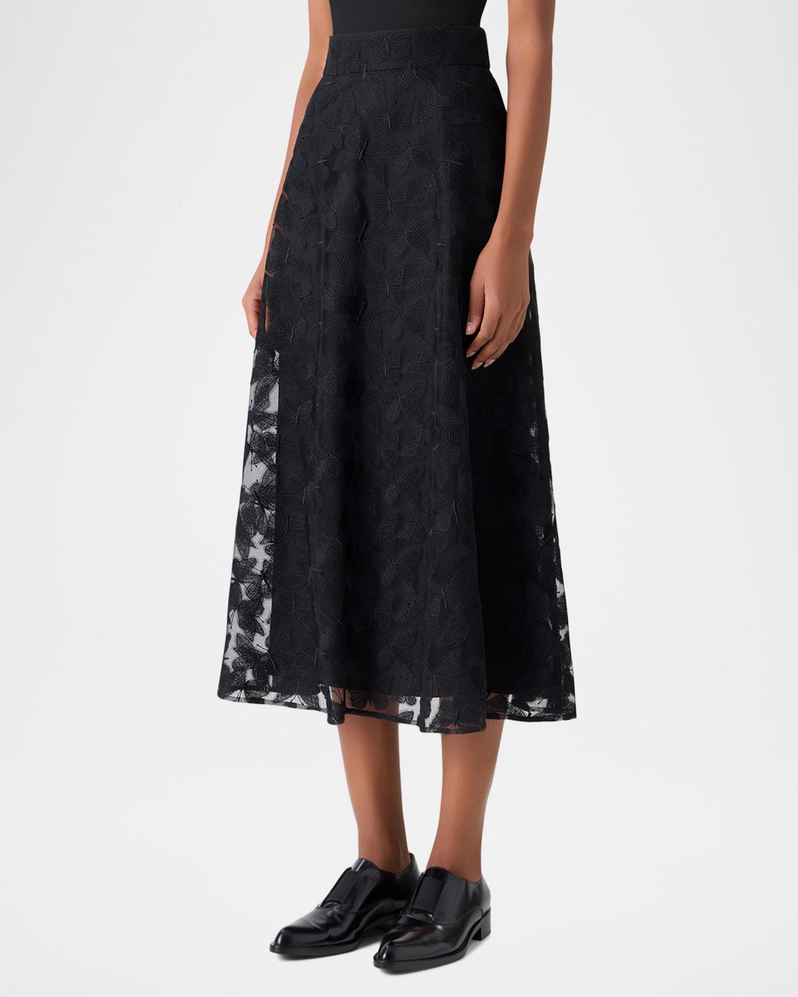 Akris Butterfly Embroidered Midi Circle Skirt | Neiman Marcus
