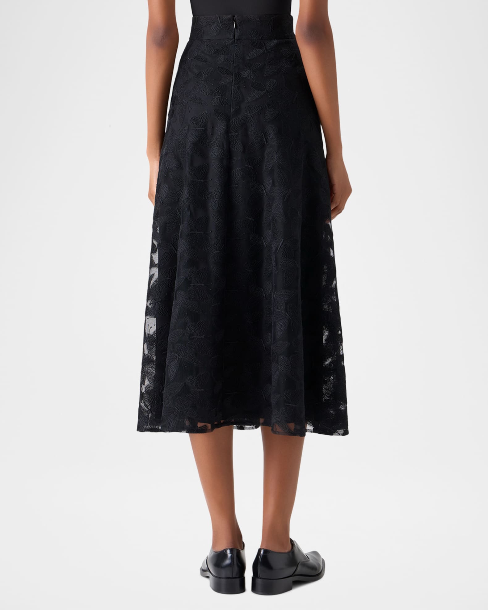 Akris Butterfly Embroidered Midi Circle Skirt | Neiman Marcus