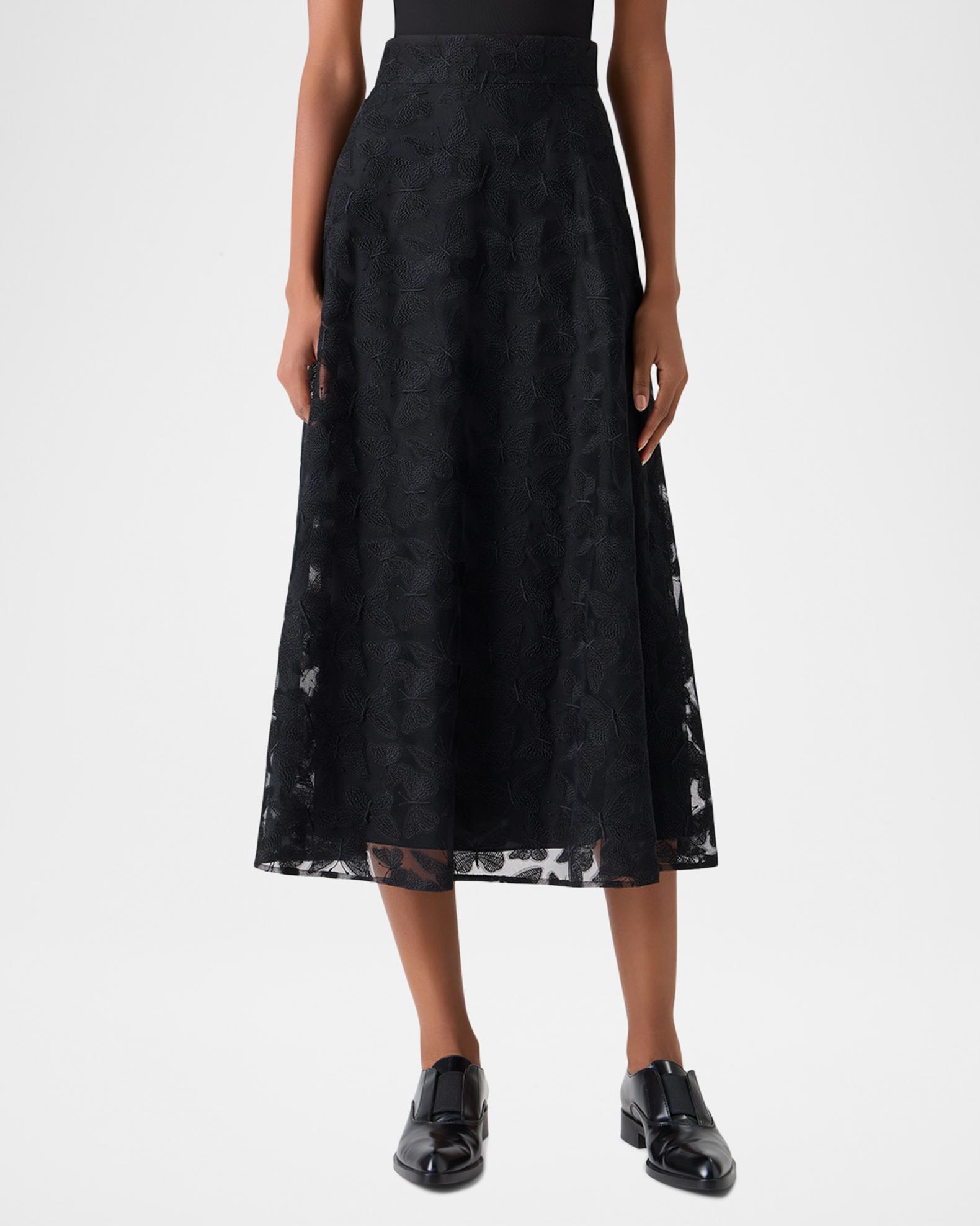 Akris Butterfly Embroidered Midi Circle Skirt | Neiman Marcus