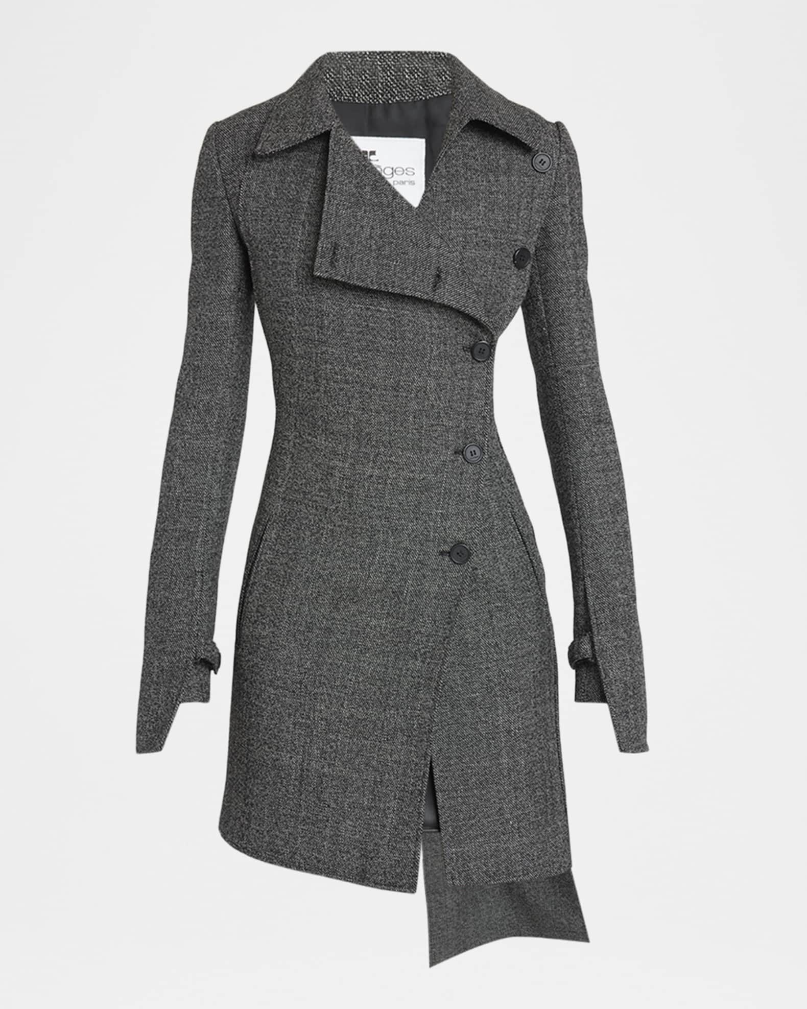 Courreges Asymmetric Buttoned Caviar Wool Peacoat | Neiman Marcus
