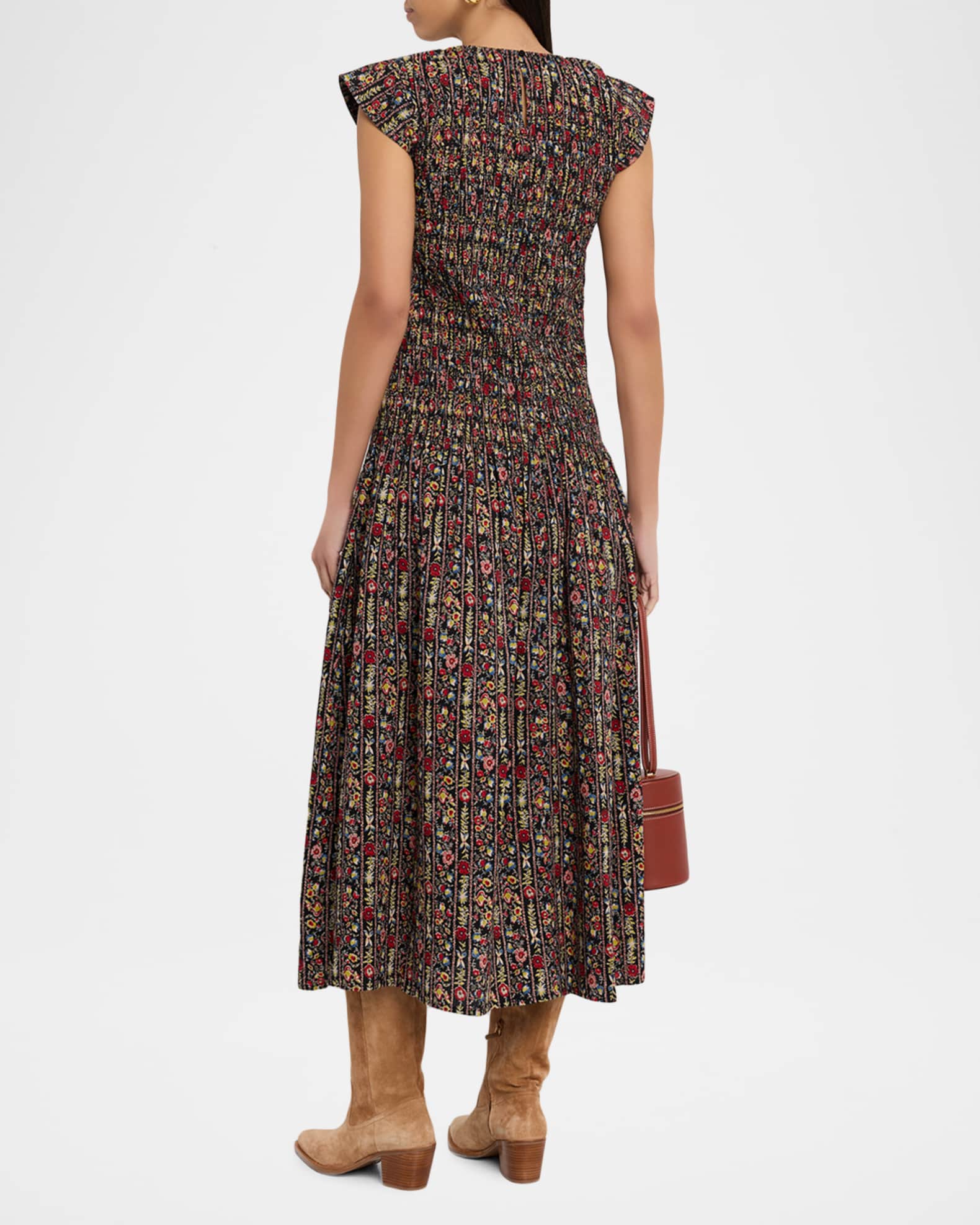 The Great The Paramour Printed Cotton Seersucker Midi Dress | Neiman Marcus