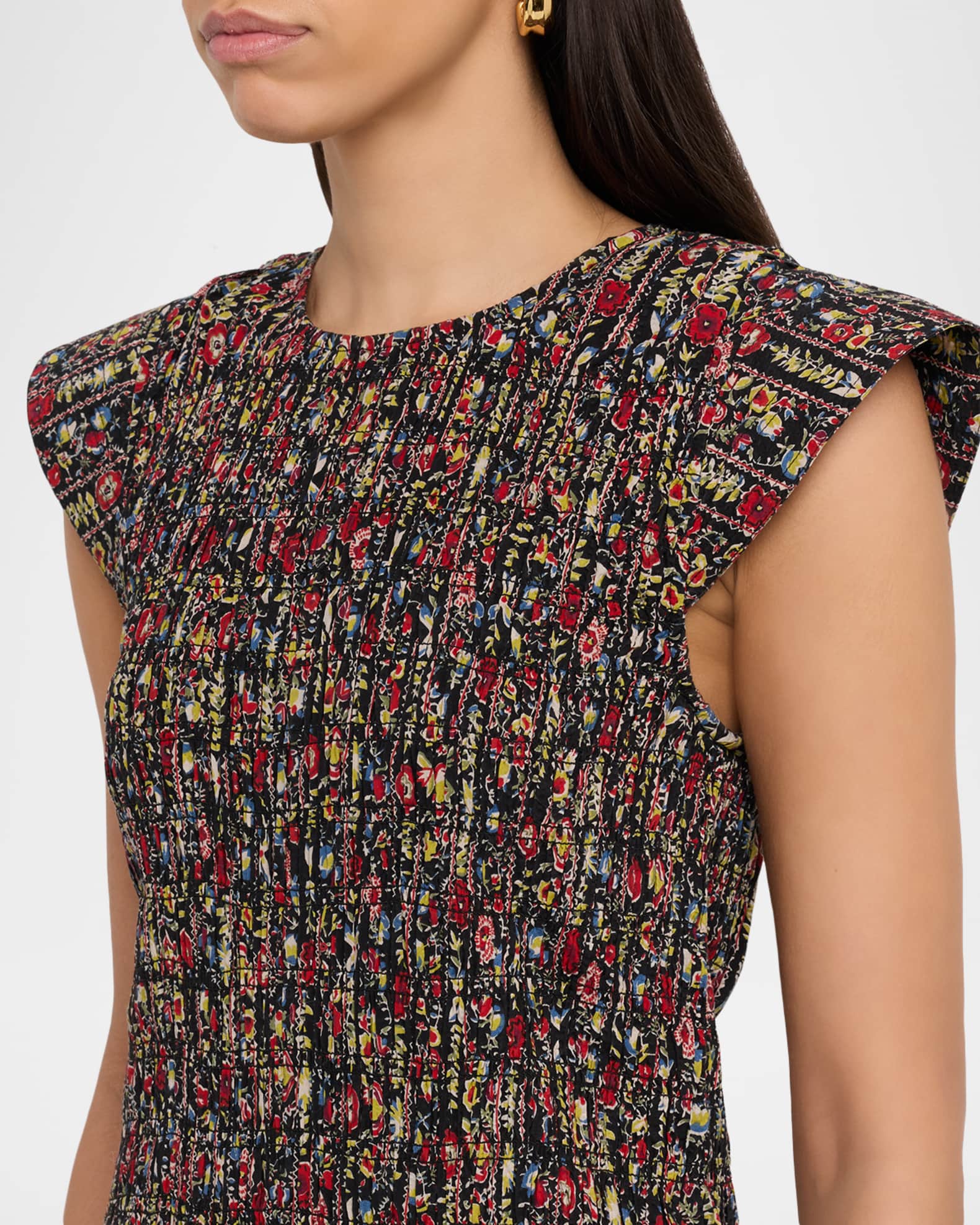 The Great The Paramour Printed Cotton Seersucker Midi Dress | Neiman Marcus