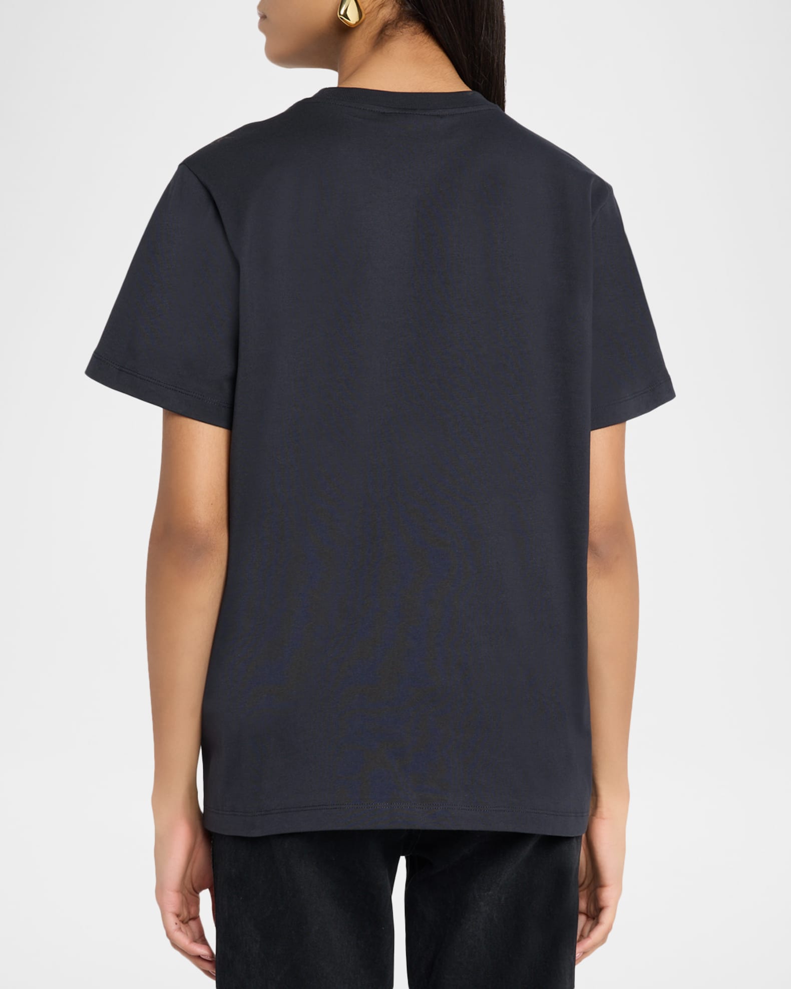 Ganni Cotton-Jersey Crewneck Logo Tee | Neiman Marcus