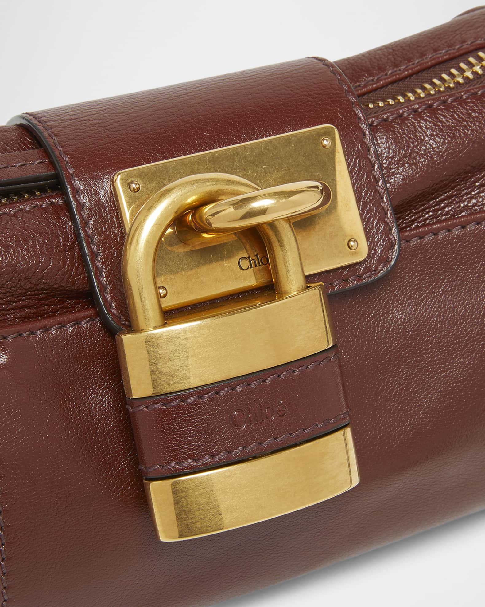 Paddington Rounded Padlock Shoulder Bag in Leather | Neiman Marcus