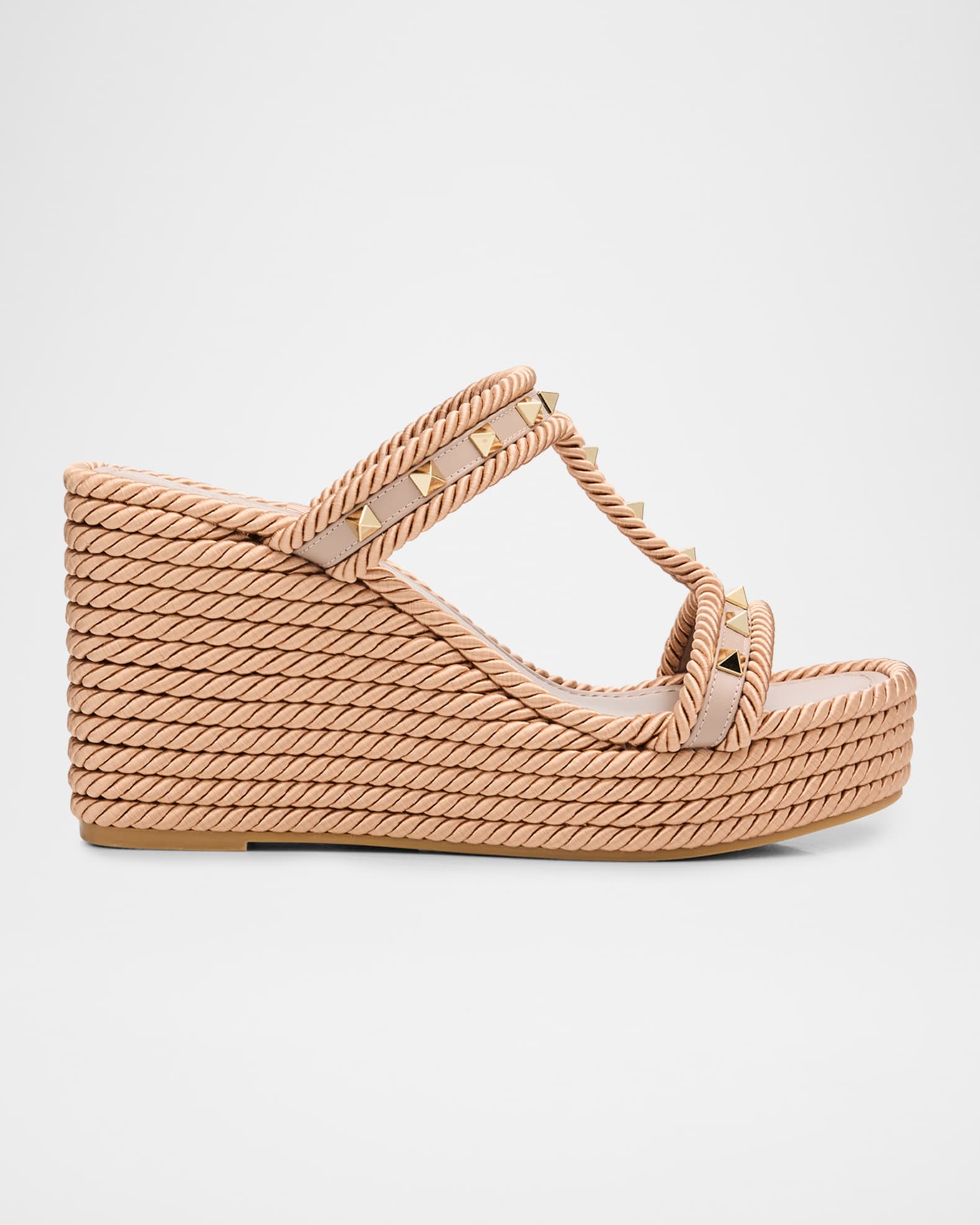 Valentino Garavani 90mm Rockstud Torchon T-Strap Espadrille Sandals ...