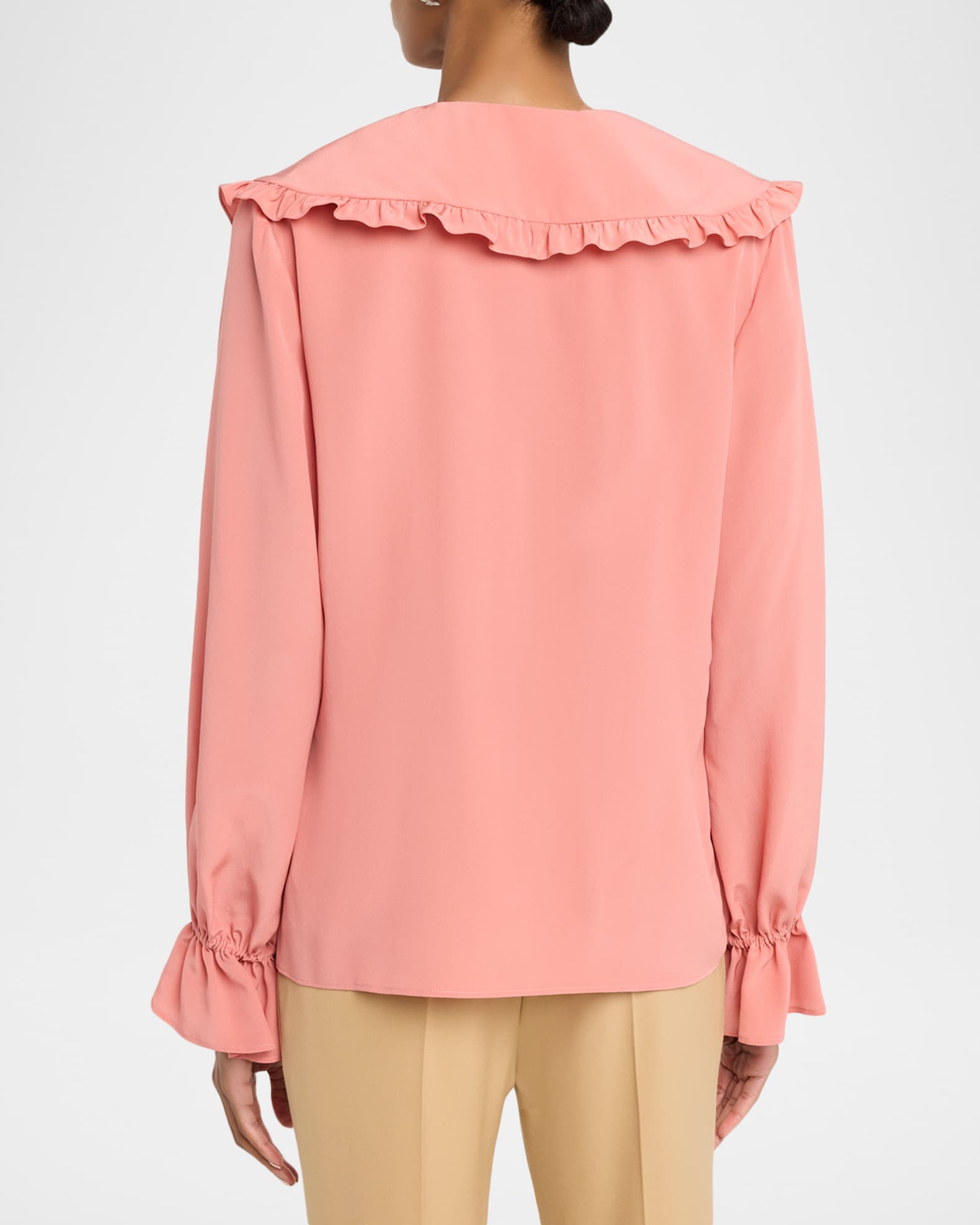 Chloe Bertha-Collar Ruffle Button-Down Silk Blouse | Neiman Marcus