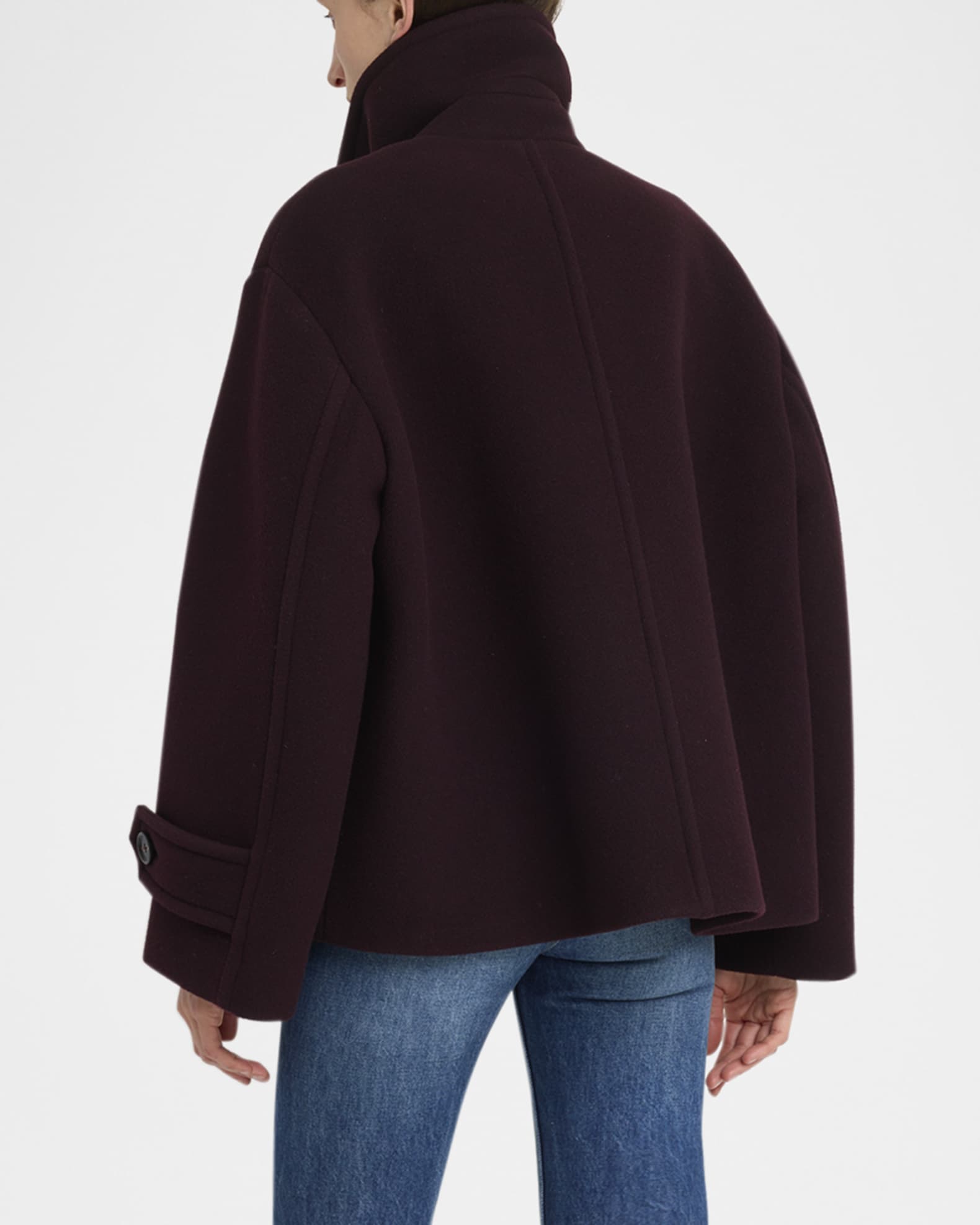 Chloe Wool Double-Breasted Oversized Pea Coat | Neiman Marcus