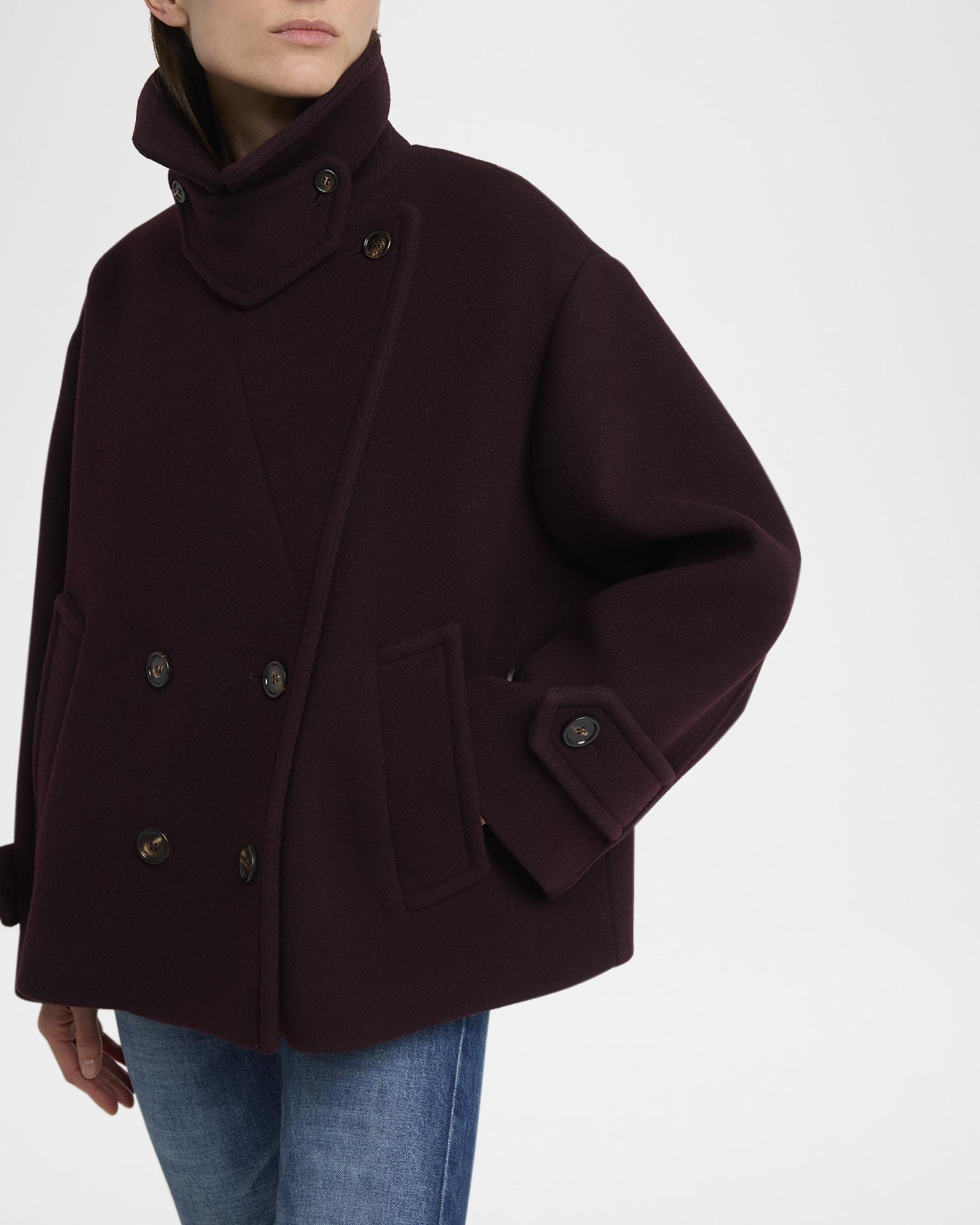 Chloe Wool Double-Breasted Oversized Pea Coat | Neiman Marcus
