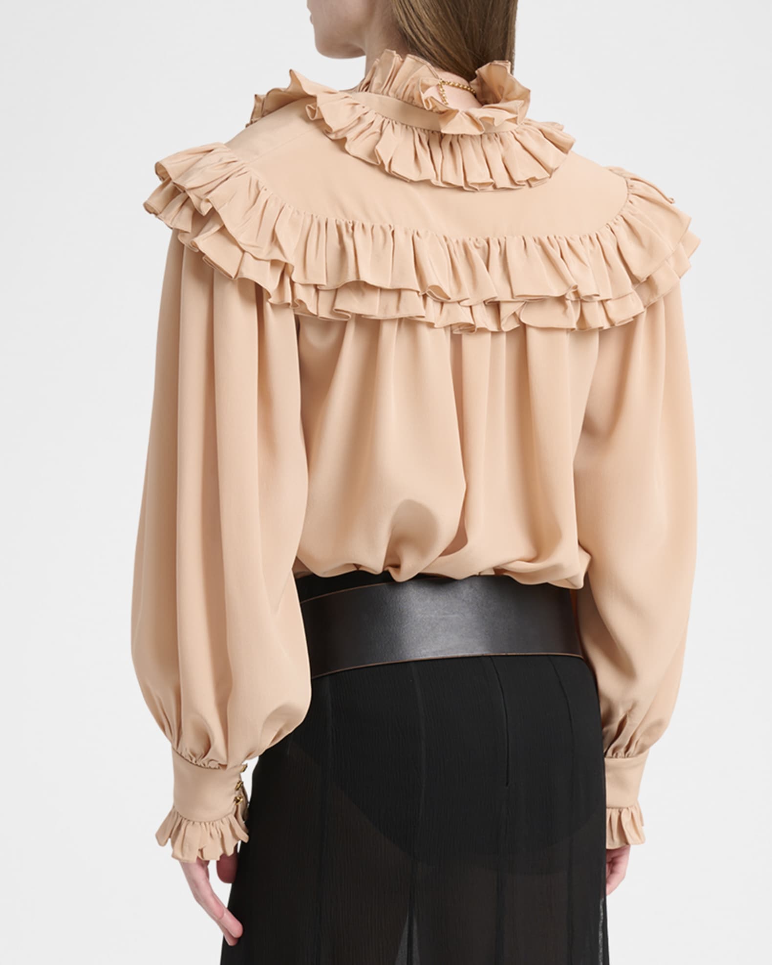 Chloe Ruffle-Yoke Silk Blouse | Neiman Marcus