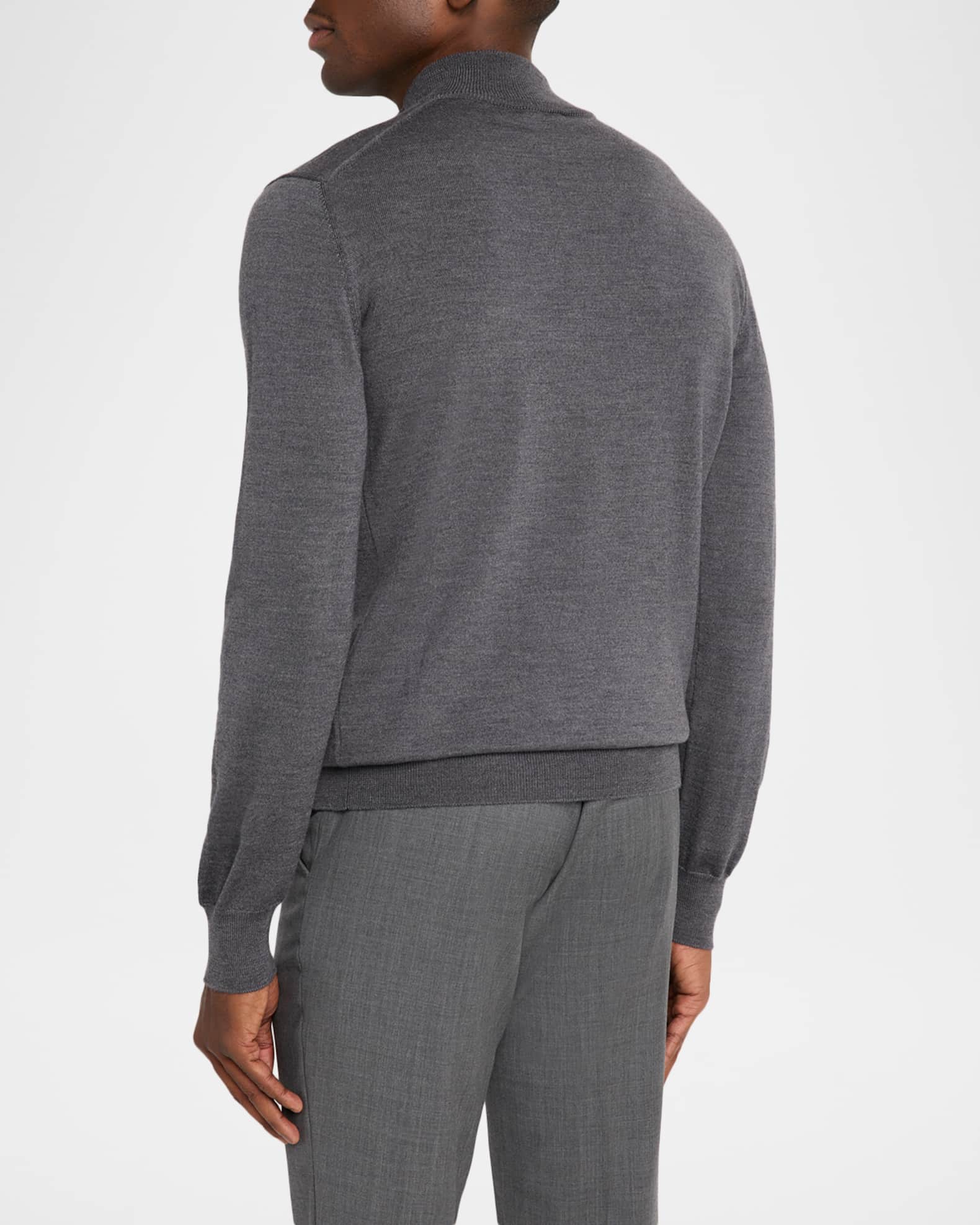 Eton Men's Merino Wool Leather Trim Quarter-Zip Sweater | Neiman Marcus