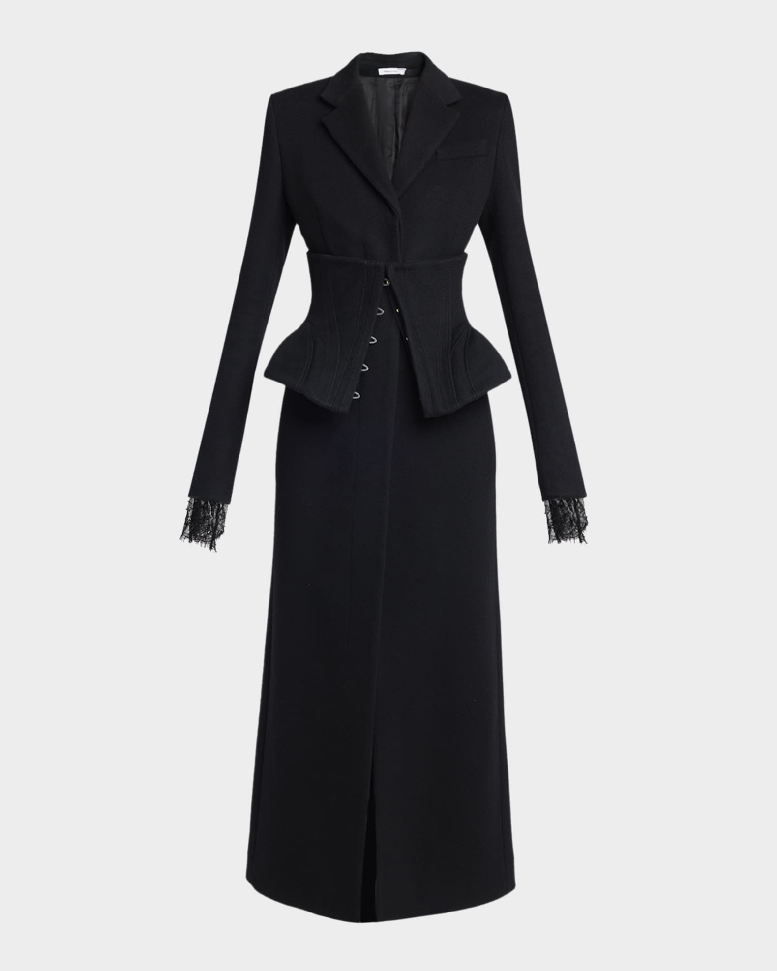 McQueen Long Corset Wool-Cashmere Coat | Neiman Marcus