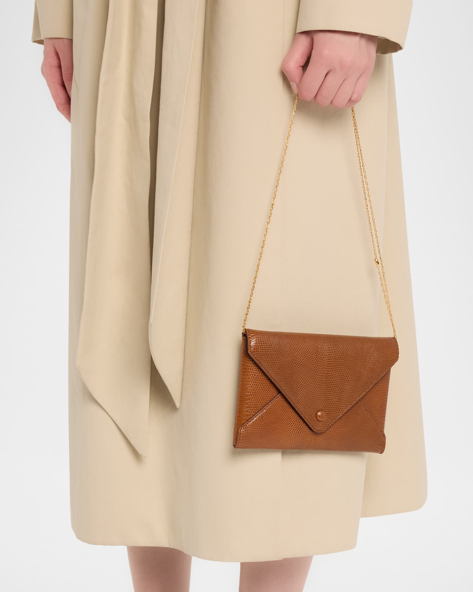 THE ROW Envelope Flap Clutch Bag in Embossed Leather | Neiman Marcus