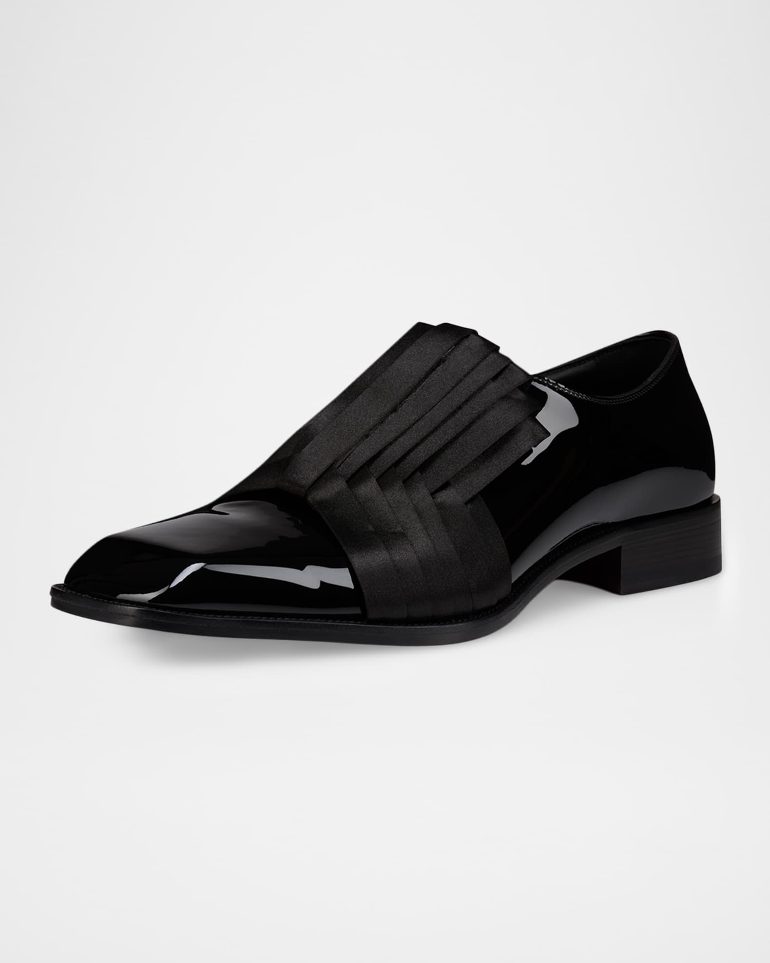Christian Louboutin Men's Rahul Patent Leather & Pleated Satin Loafers ...