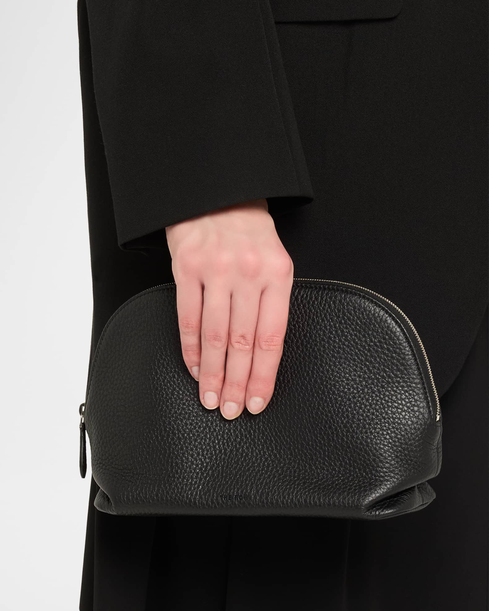 THE ROW Agnes Pebble Leather Zip Clutch | Neiman Marcus