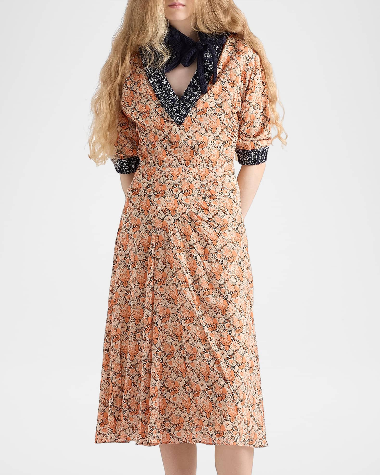 Prada Printed Georgette Dress | Neiman Marcus