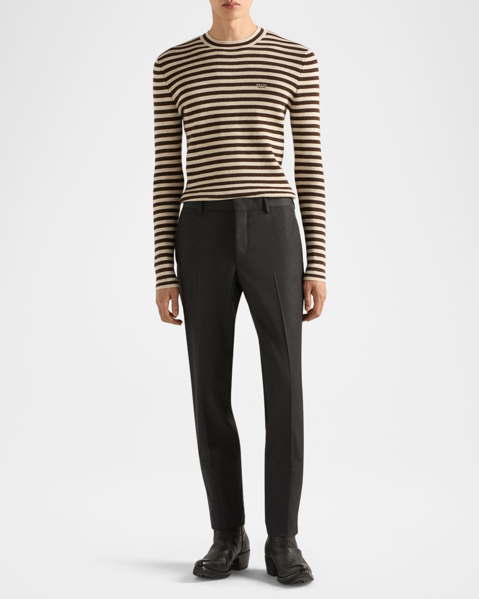 Prada Men's Superfine Wool Crew-Neck Sweater | Neiman Marcus