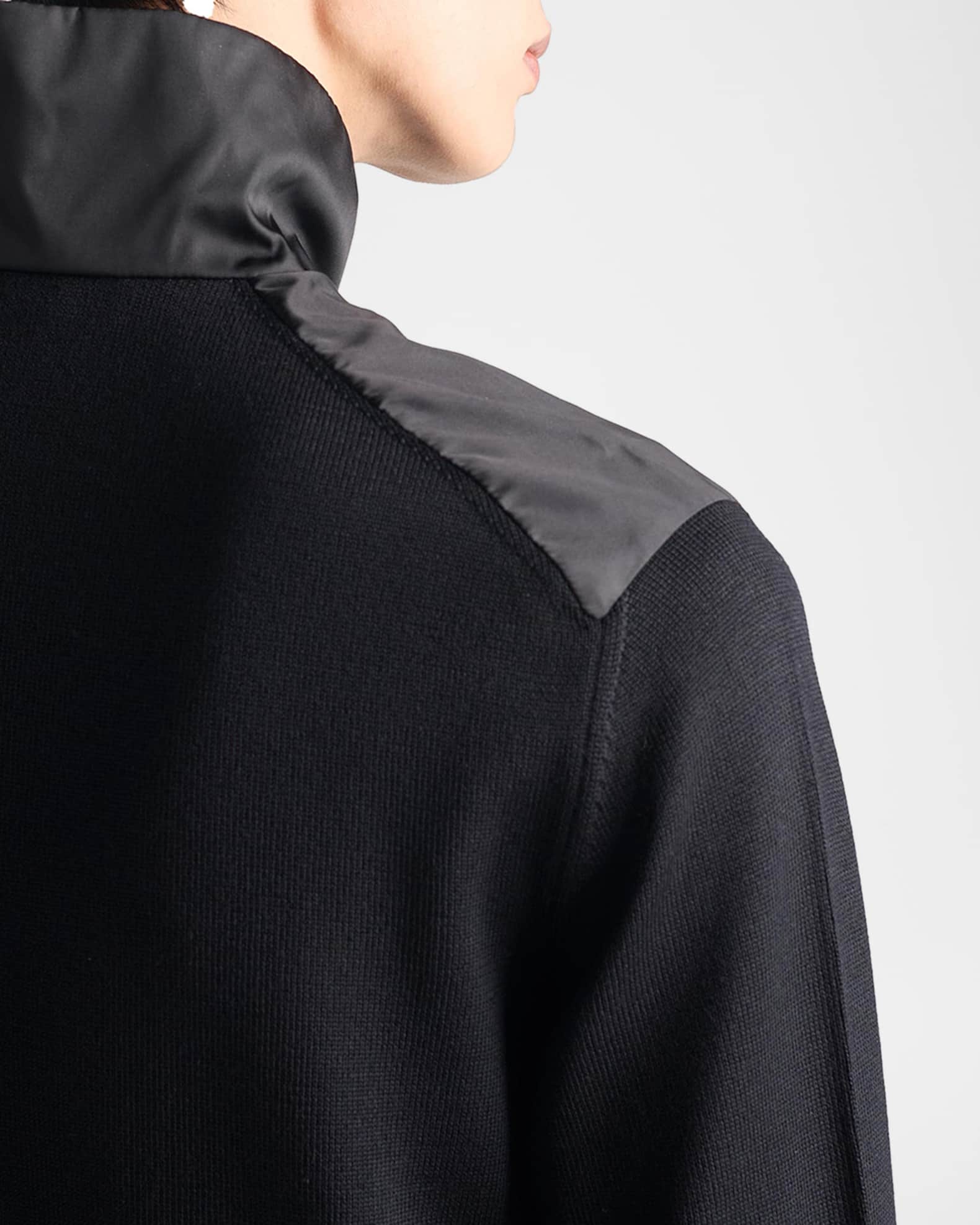 Prada Men's Superfine Wool Half-Zip Cardigan Jacket | Neiman Marcus