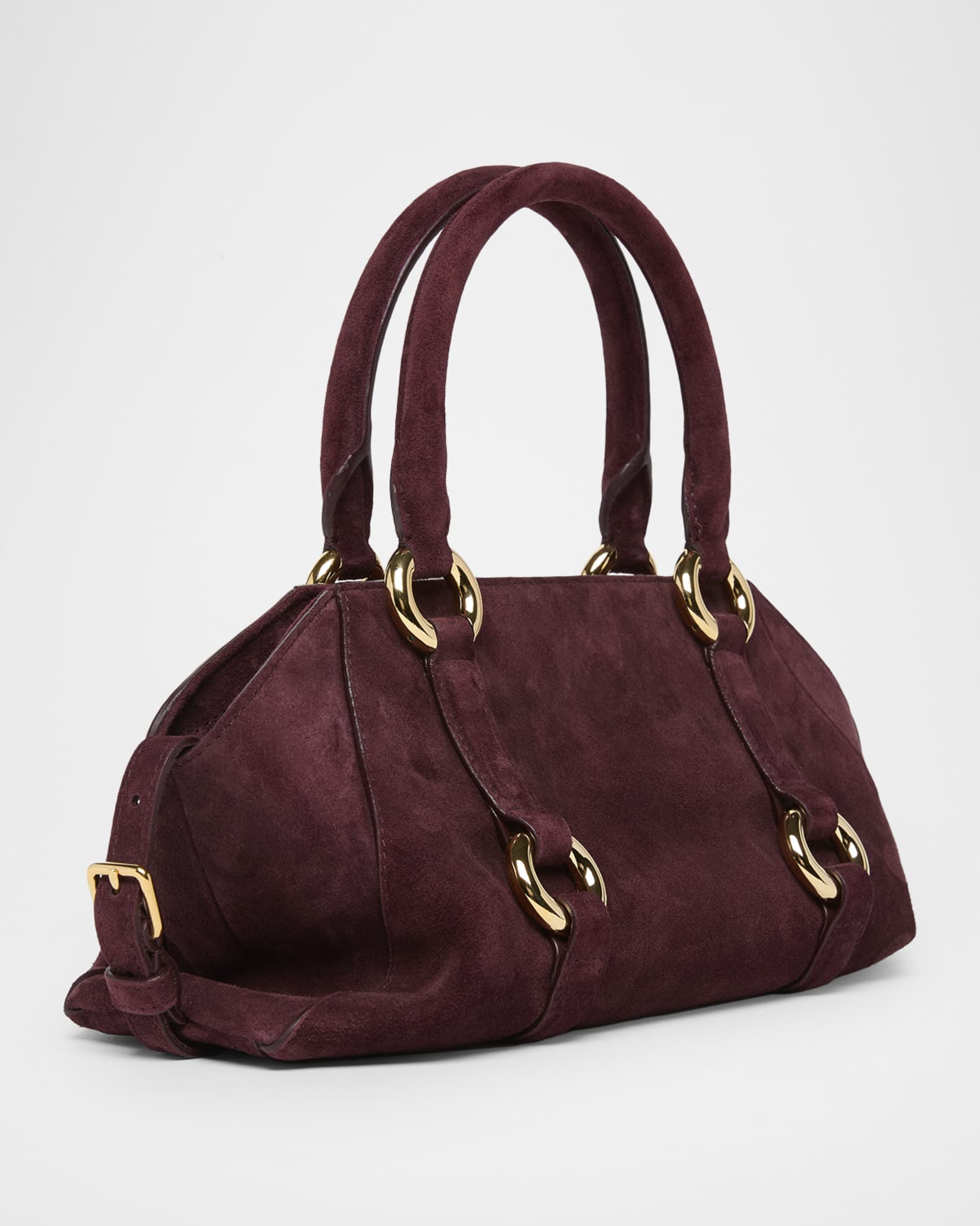 McQueen Farringdon Small Elongated Suede Shoulder Bag | Neiman Marcus