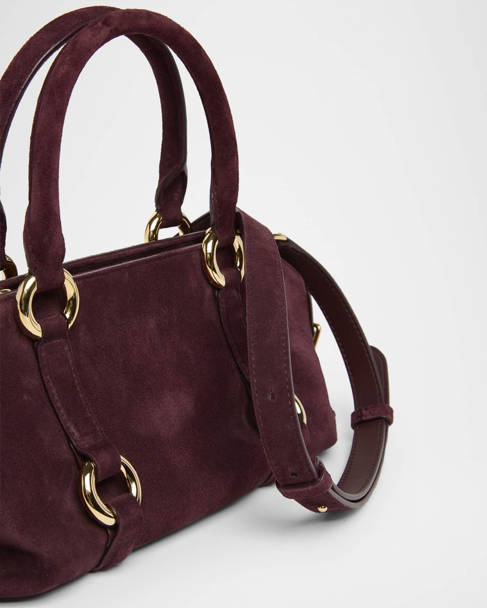 McQueen Farringdon Small Elongated Suede Shoulder Bag | Neiman Marcus