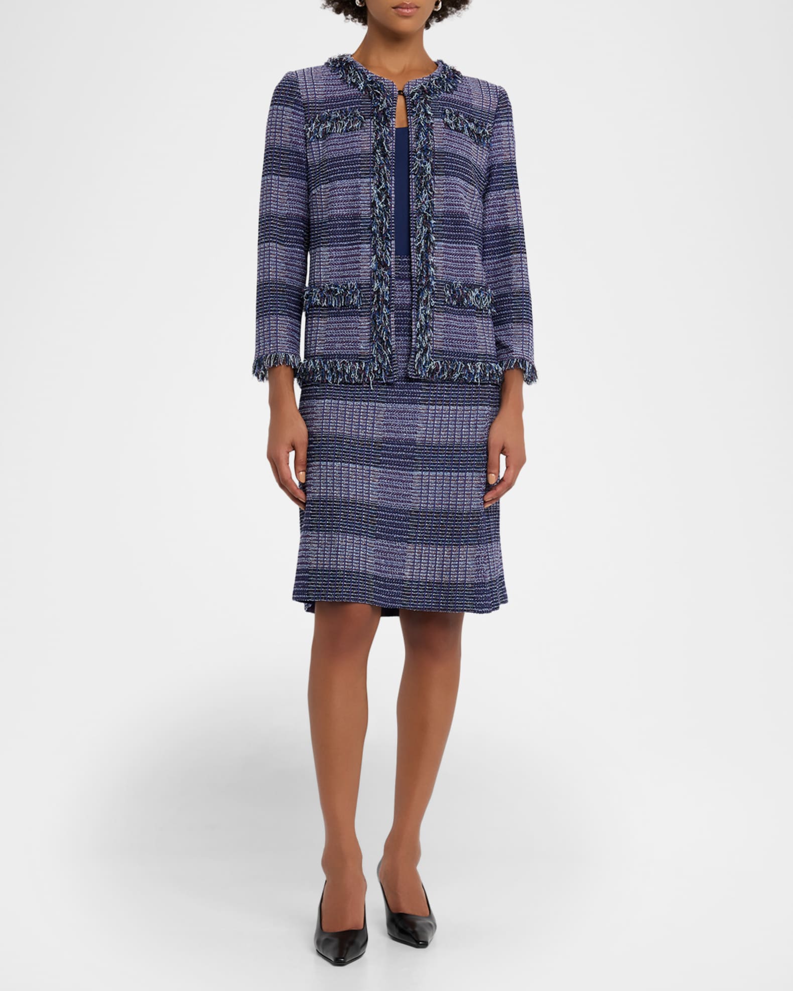 Misook Plaid Knit Straight Skirt | Neiman Marcus